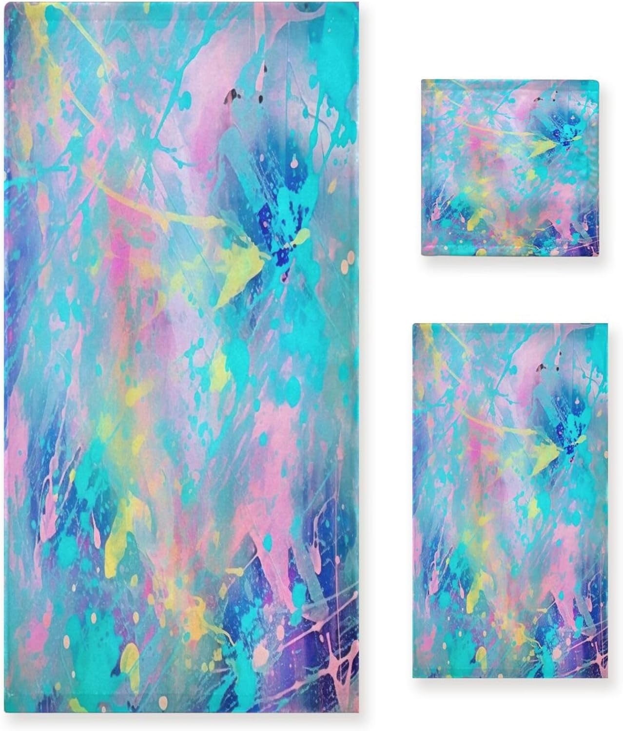 Coolnut Colorful Paint Splash Towels Absorbent Bath Towels Set Soft ...