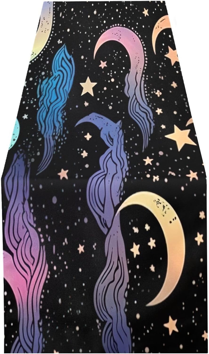 Coolnut Colorful Stars and Moon Table Runner 18x72in,Coffee Table ...