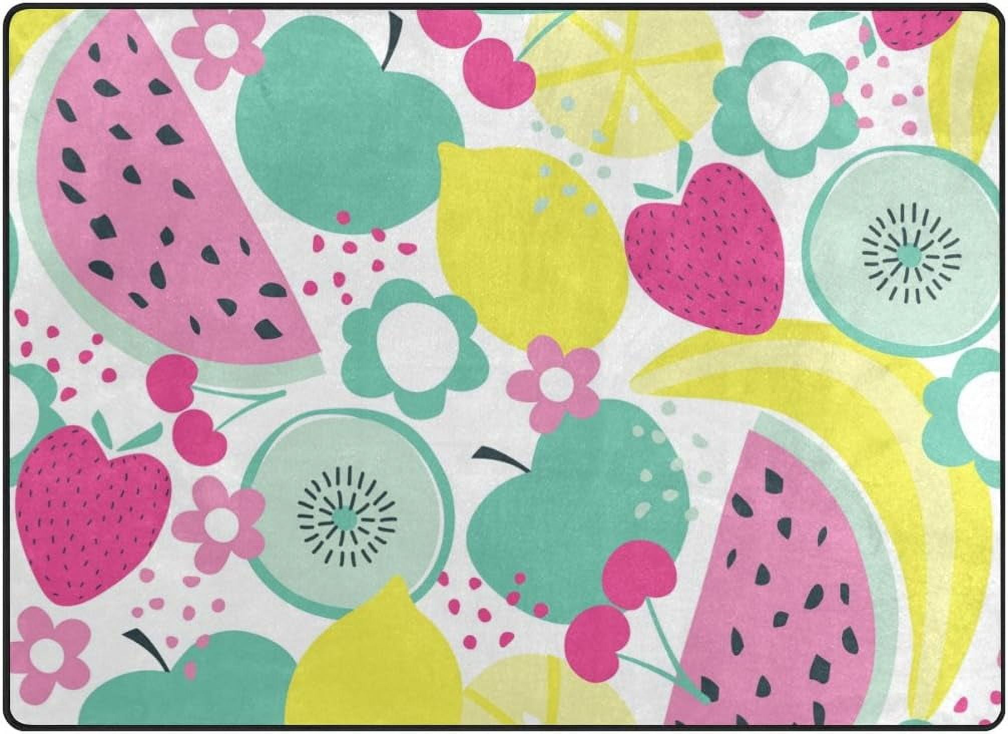 Coolnut Colorful Summer Fruits Area Rug Pad, 63 x 48 inch 100% Light ...