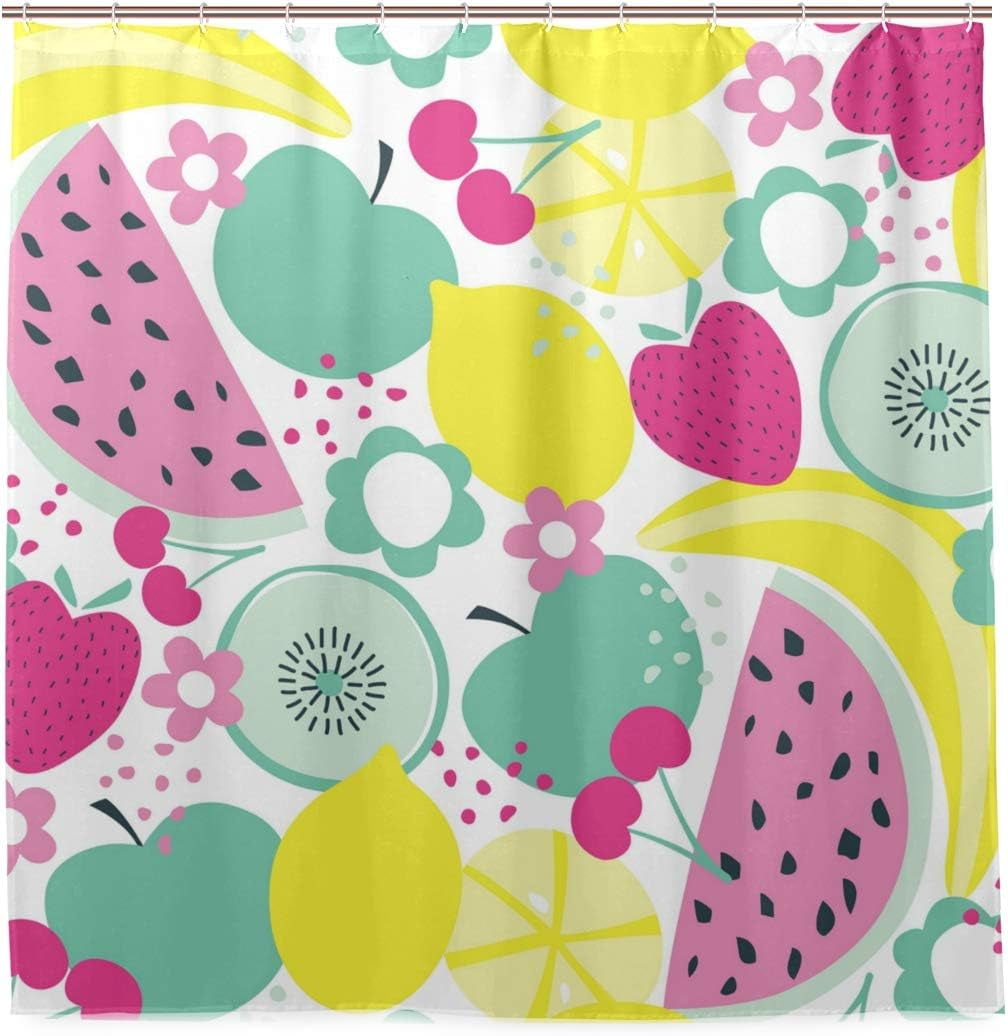 Coolnut Colorful Summer Fruits Bath Shower Curtain Liners 72"x72 ...