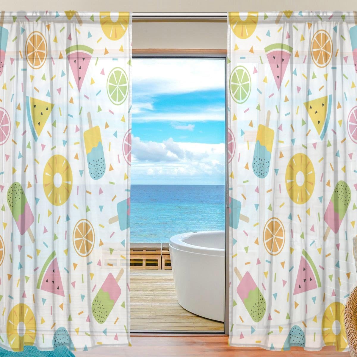 Coolnut Colorful Summer Pattern Sheer Gauze Door Curtain Window Curtain ...