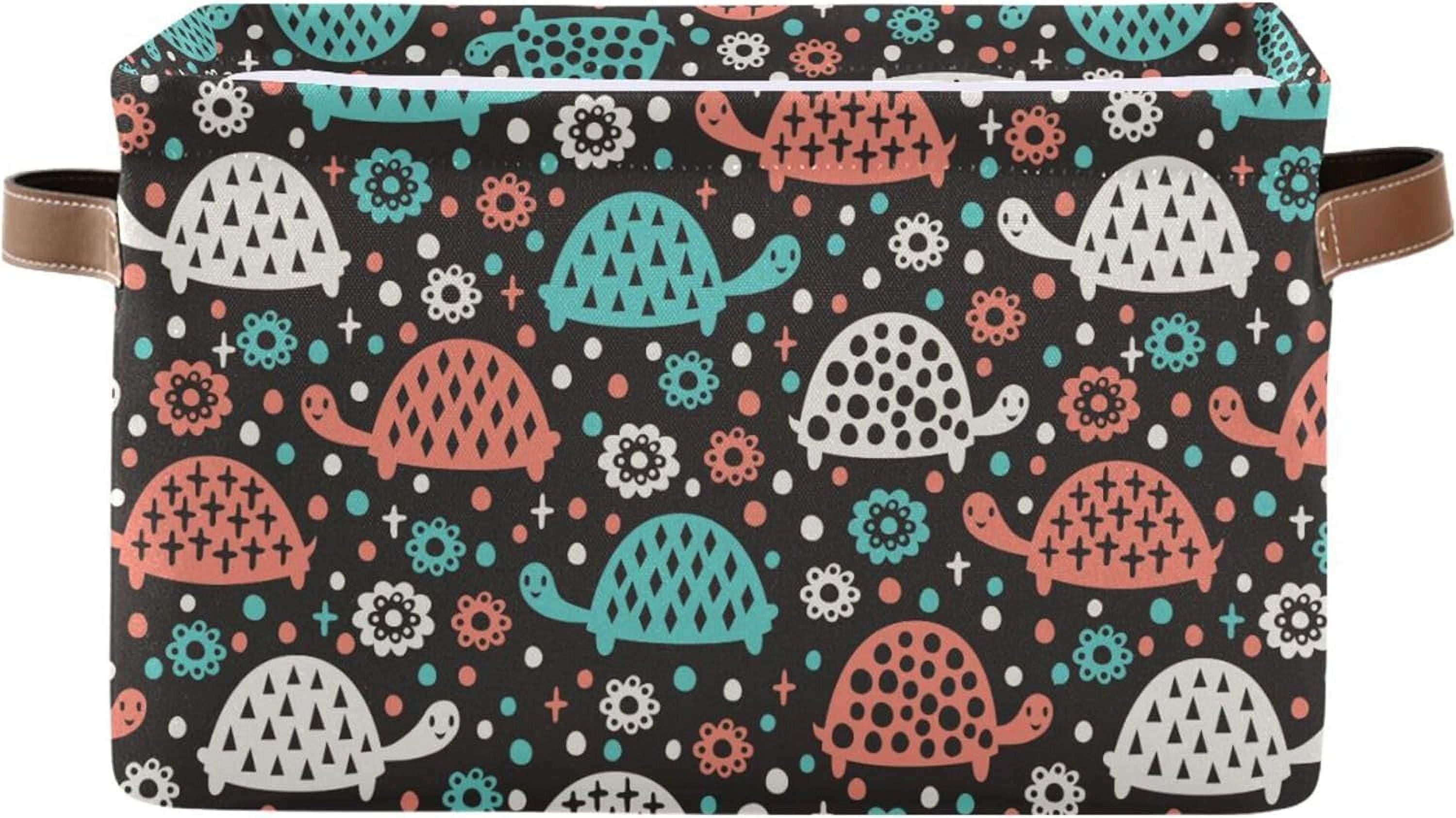 Coolnut Colorful Turtle Storage Basket Foldable Storage Bin, Canvas ...