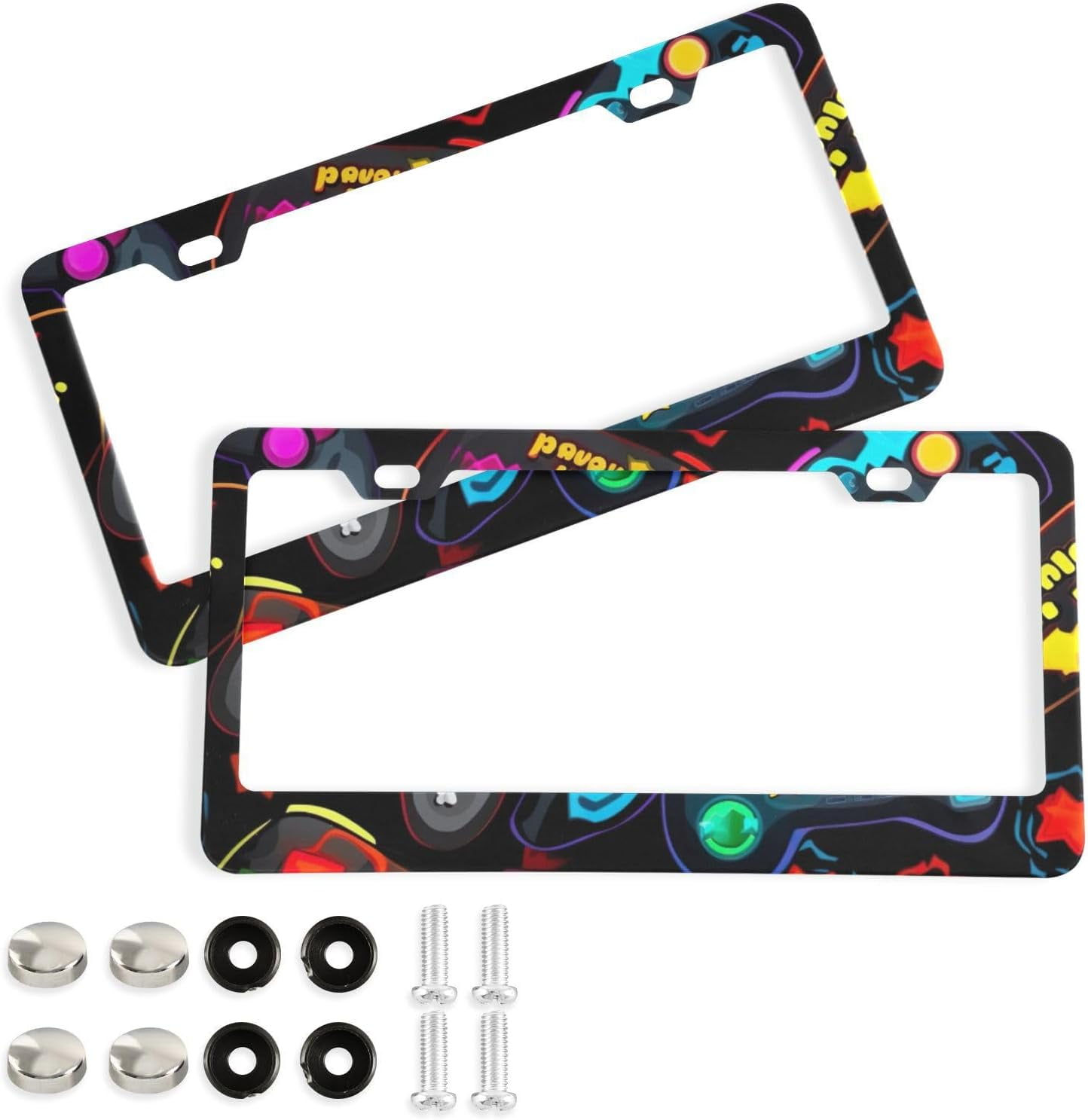 Coolnut Colorful Video Game Controllers 2 Pack License Plate Frames ...
