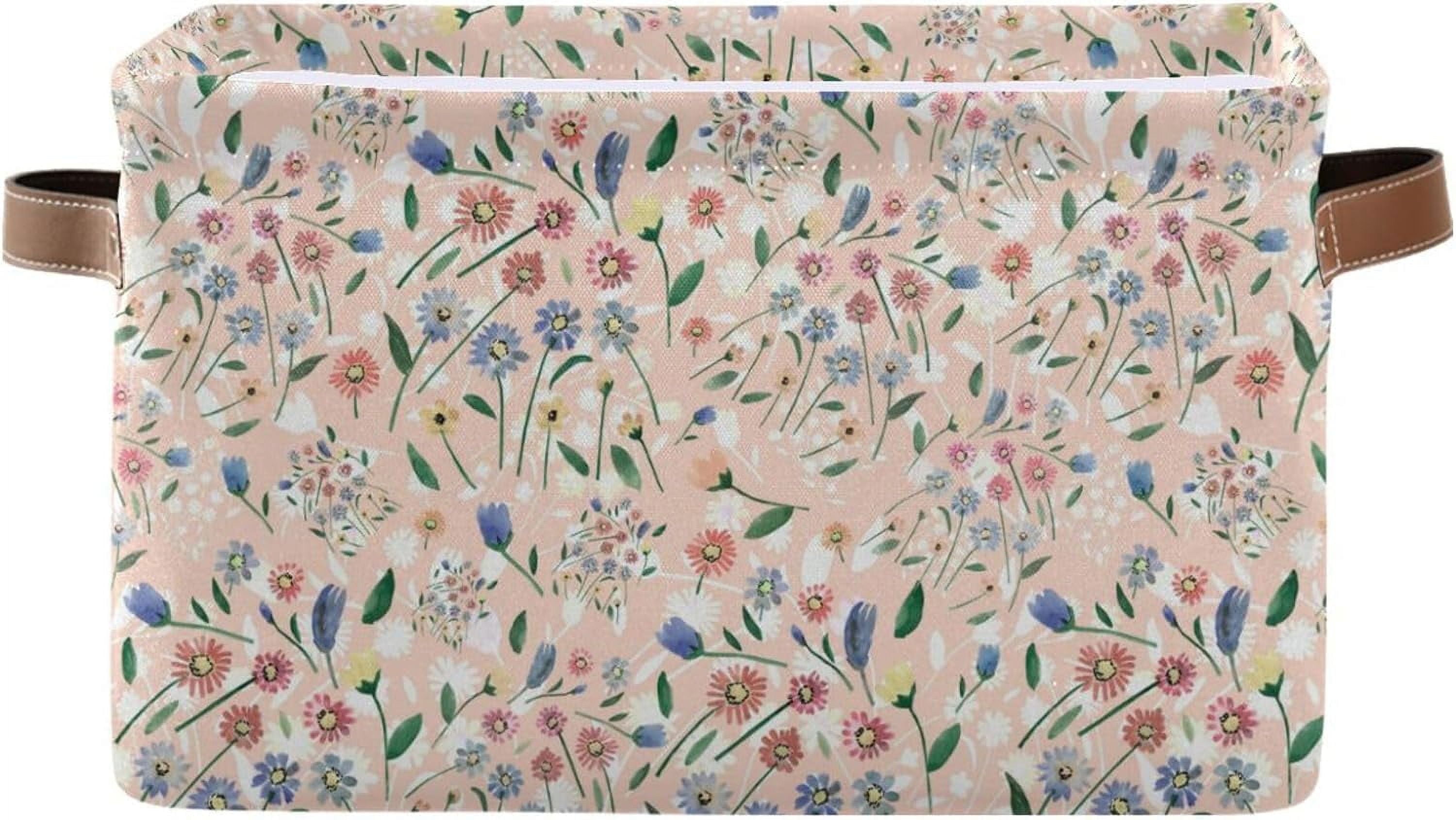 Coolnut Colorful Wildflower Foldable Canvas Storage Bin, Sturdy Fabric ...