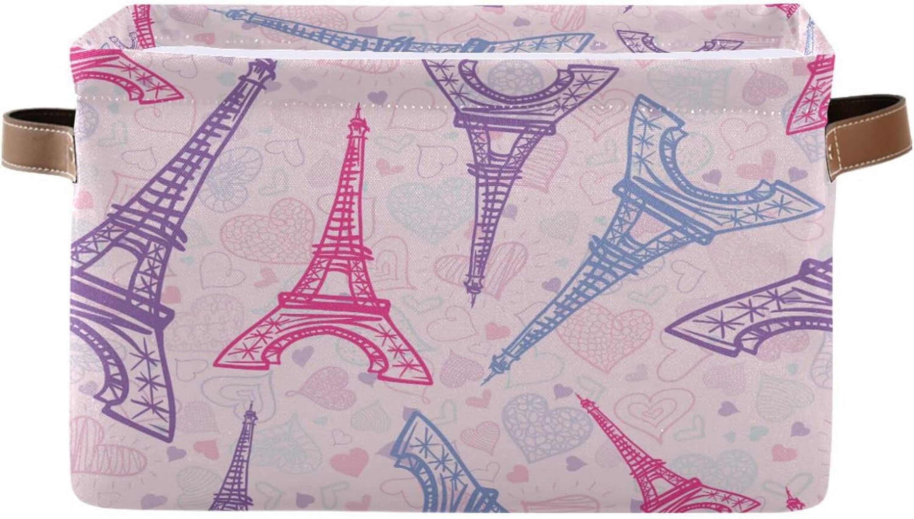 Coolnut Coloured Eiffel Tower Large Square Storage Basket Bin with ...