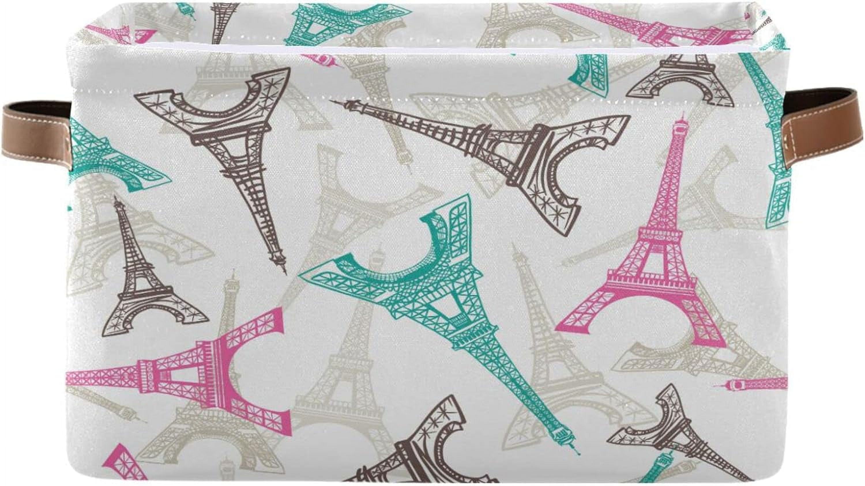 Coolnut Coloured Eiffel Tower Large Square Storage Basket Bin with ...