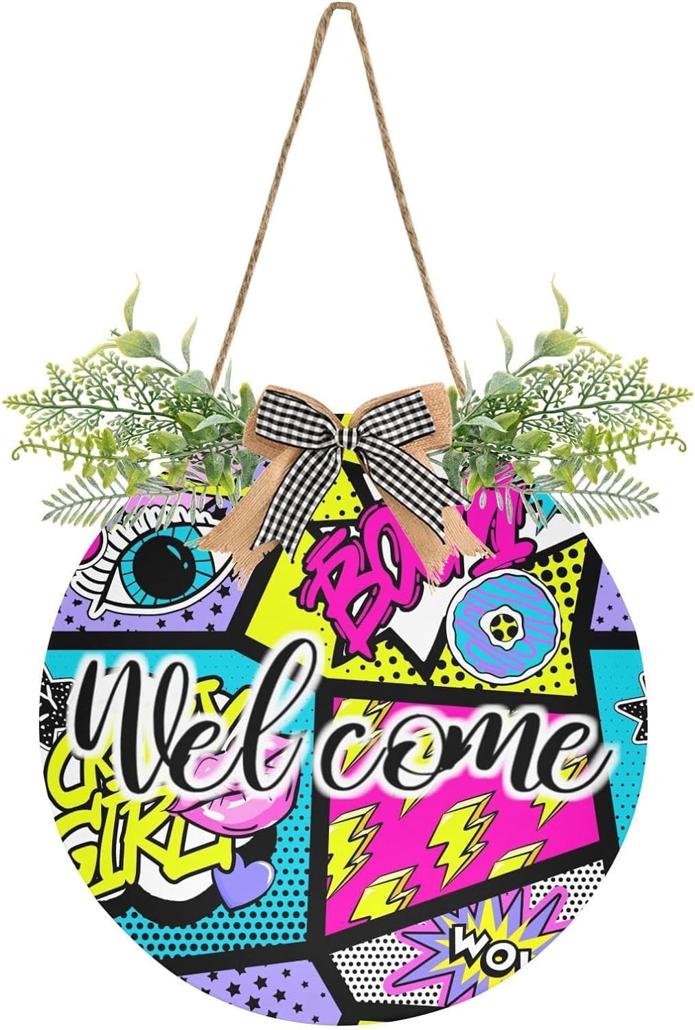 Coolnut Cool Comics Front Door Round, Hanging Welcome Sign, Front Door ...