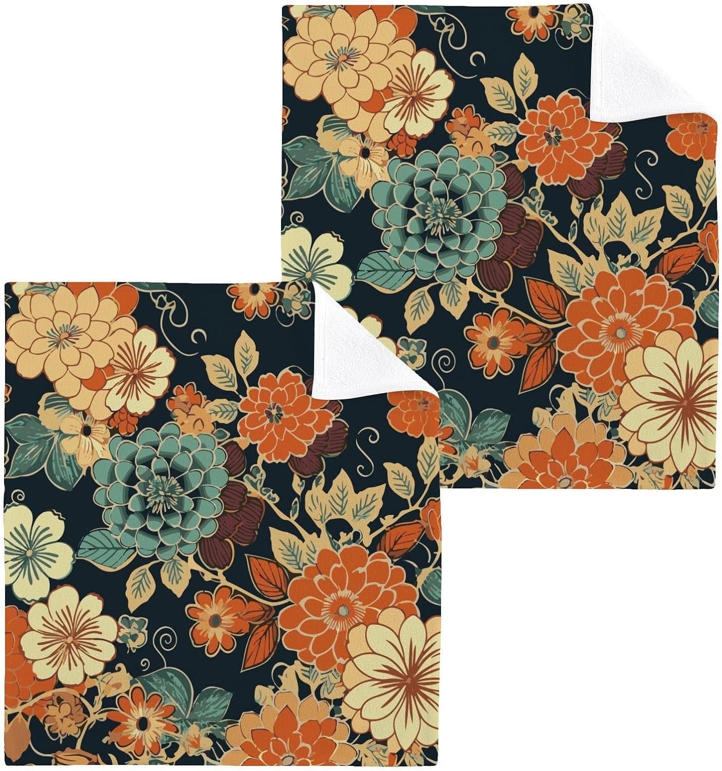 Coolnut Cool Flower Washcloths Set of 4-12 X 12 Inch, Fast Drying Wash ...