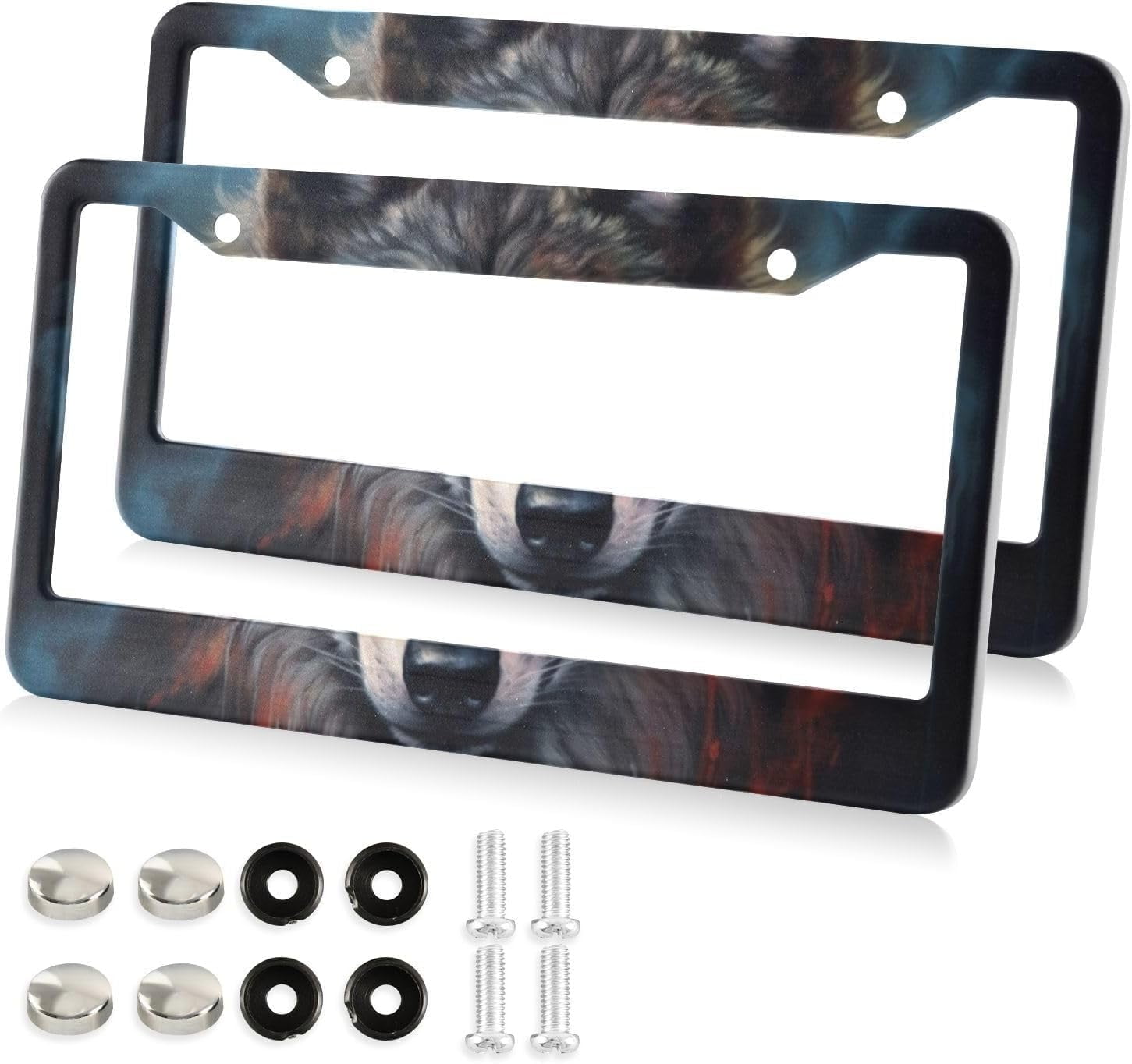 Coolnut Cool Wolf License Plate Frames - Universal Aluminum License ...