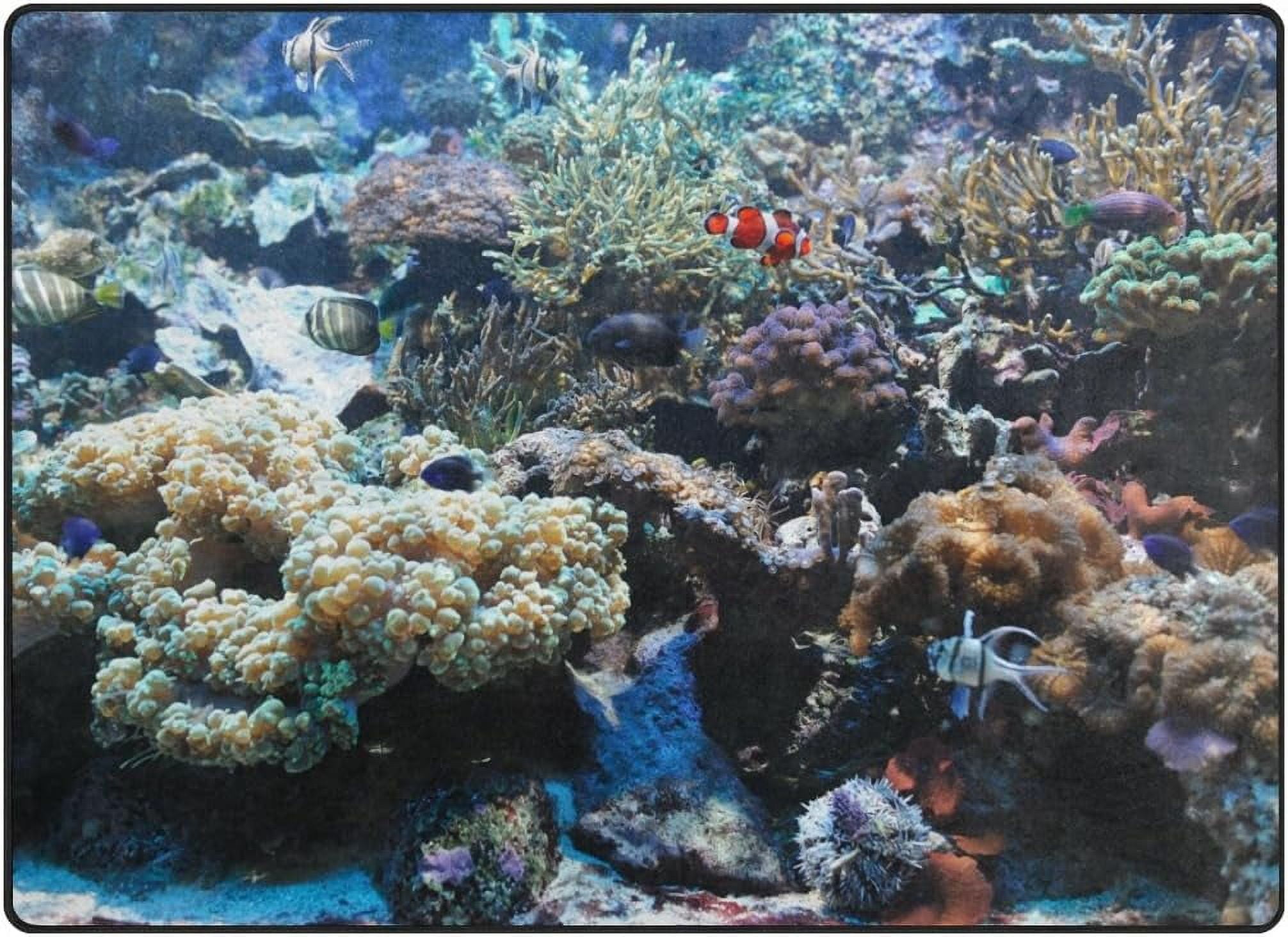Coolnut Coral Reef Underwater Fish Area Rug Pad - 80 x 58 inch - 100% ...