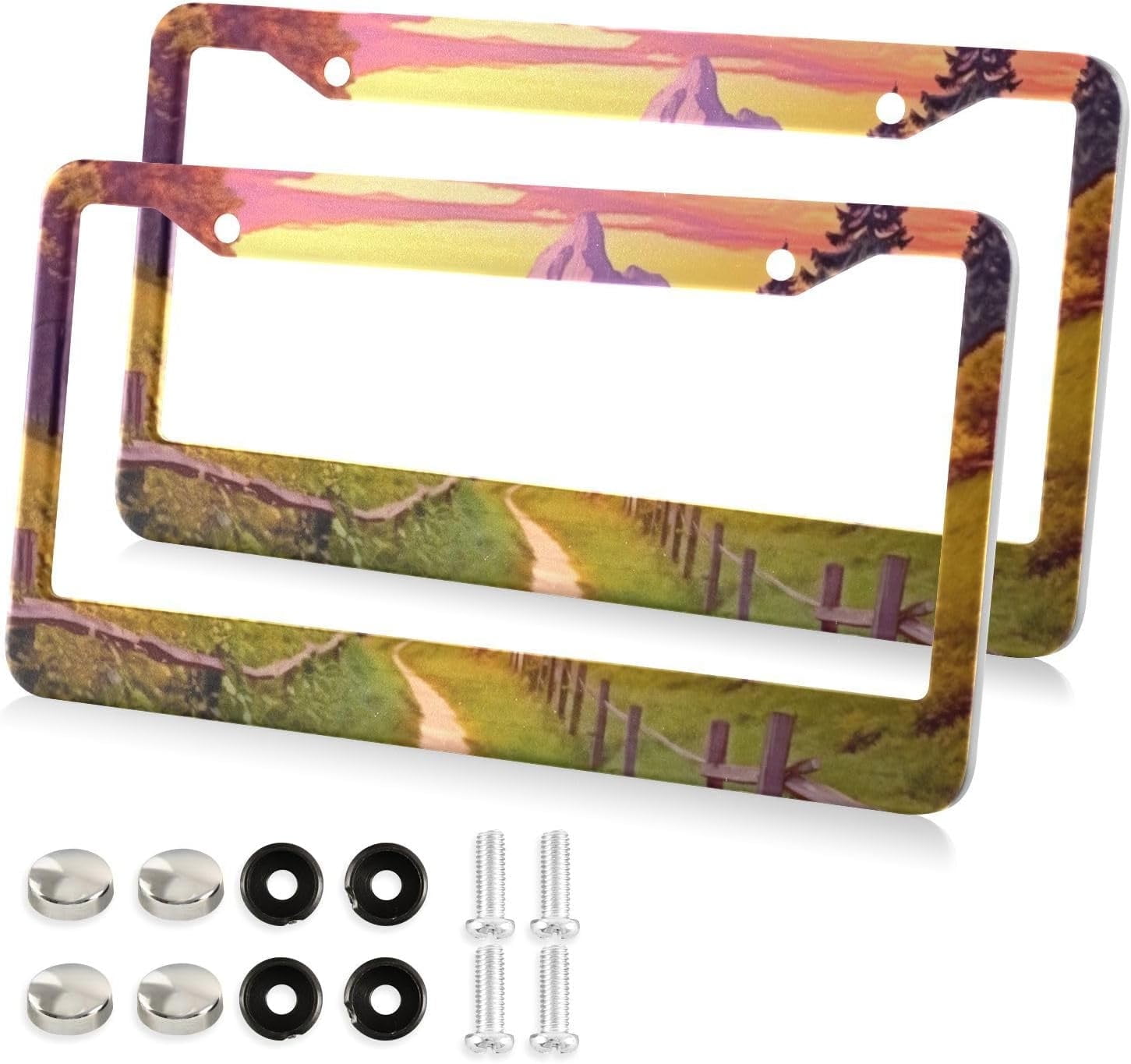Coolnut Countryside Road Landscape License Plate Frames - Universal ...