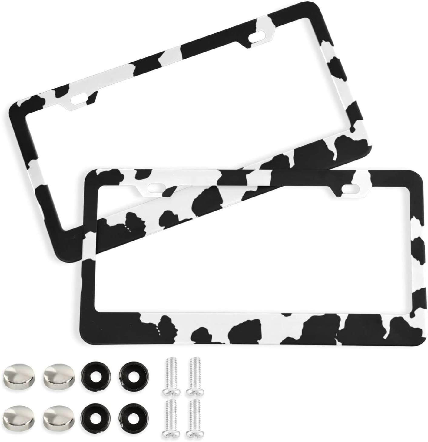 Coolnut Cow License Plate Frames 2 Pack, Waterproof Aluminum Alloy Car ...