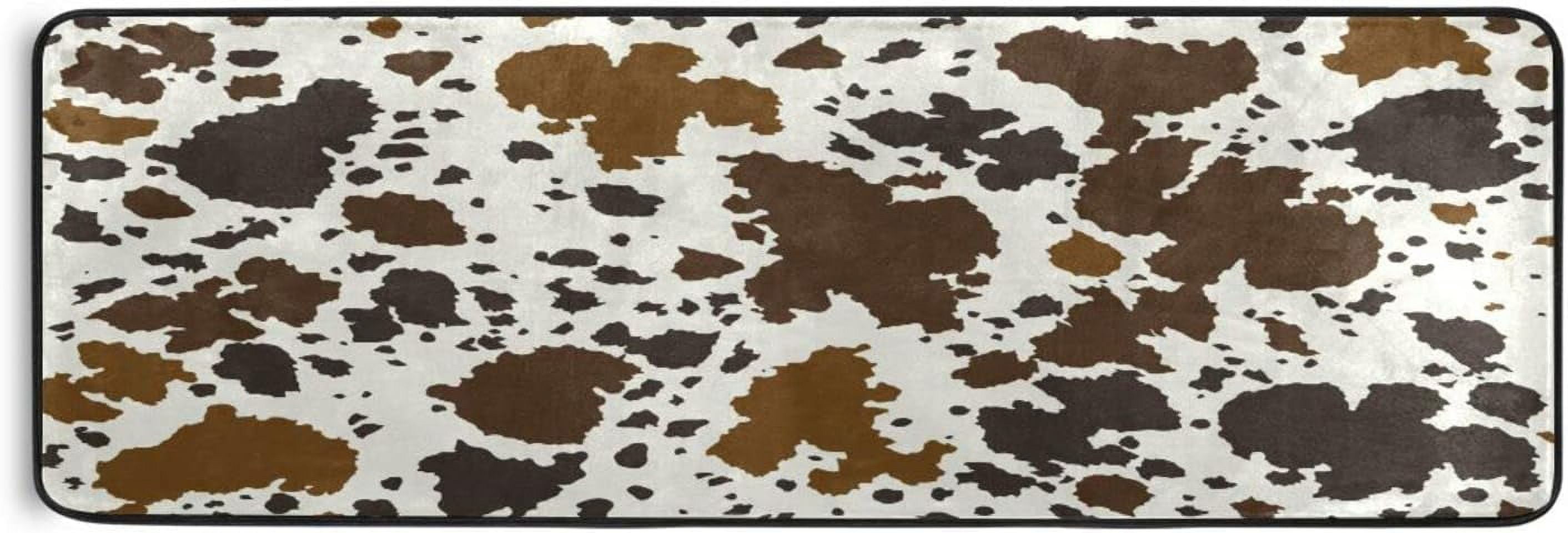 Coolnut Cow Pattern Area Rug - 2' x 6' Washable Runner Rugs with Rubber ...