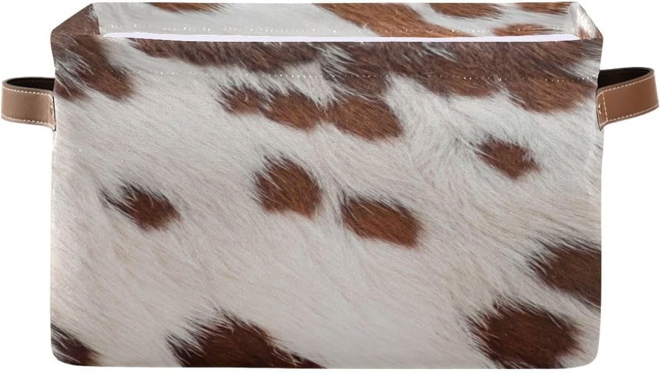 Coolnut Cow Print Stockings Storage Basket Durable Canvas Storage Bins ...