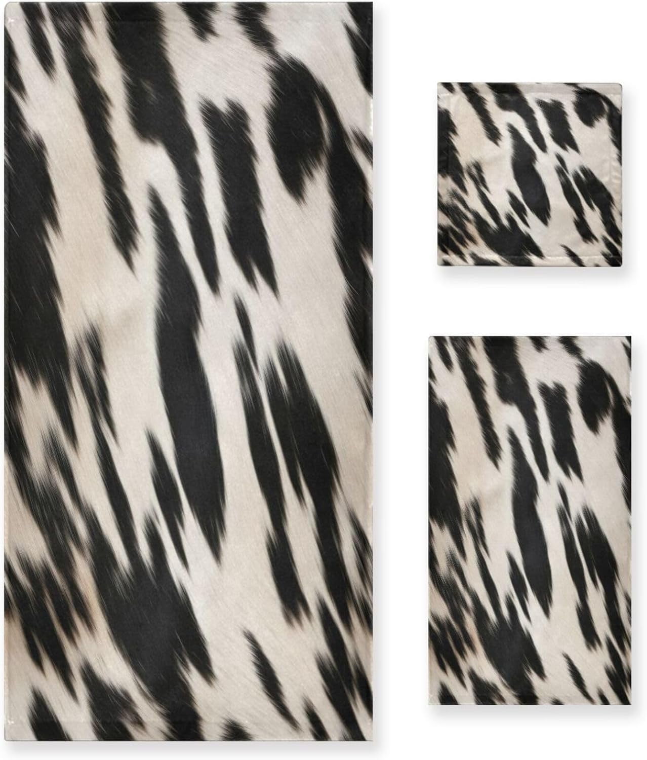 Coolnut Cow Print Towels 3 Pack Bath Towels for Bathroom Set Soft ...
