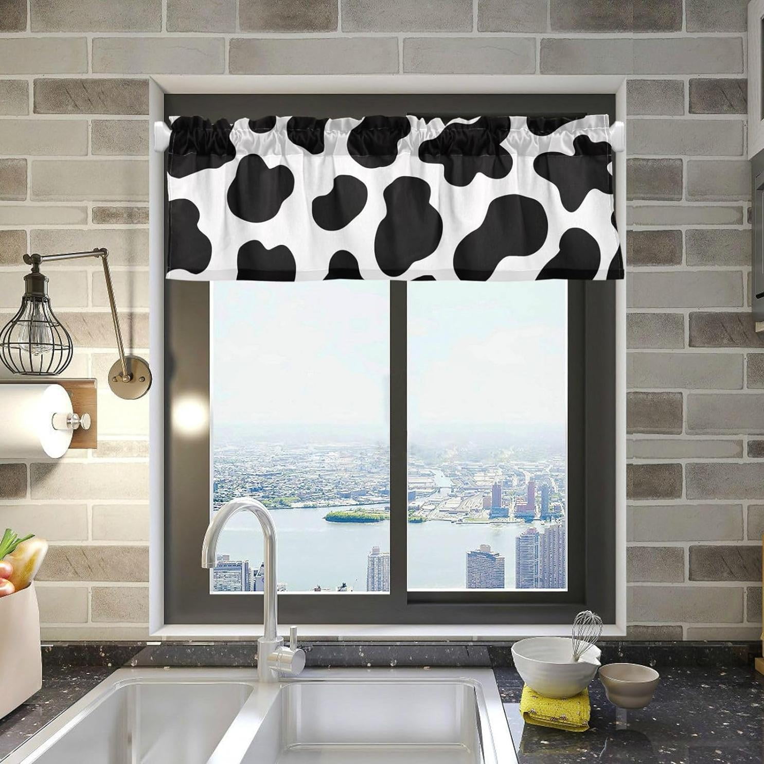 Coolnut Cow Windows Valance Curtains, Double Layer Short Blackout ...