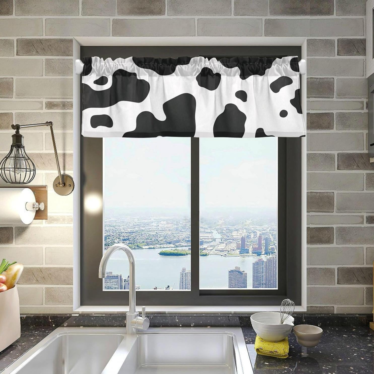 Coolnut Cow Windows Valance Curtains, Double Layer Short Blackout ...