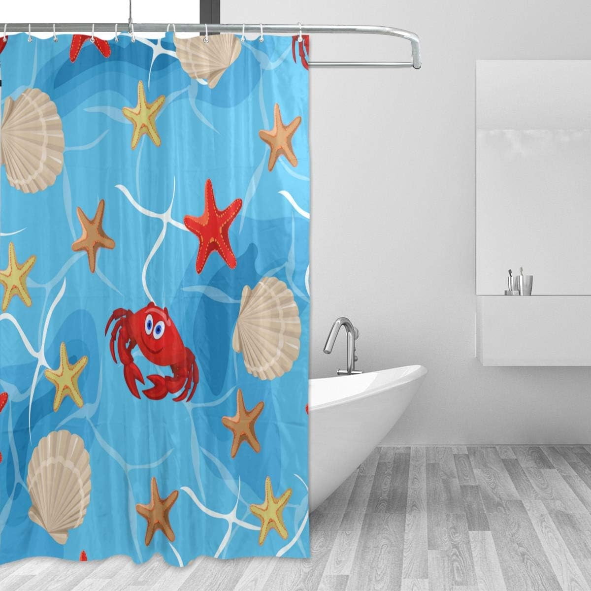 Coolnut Crab Shell Starfish On Clean Water Bath Shower Curtain Liners ...