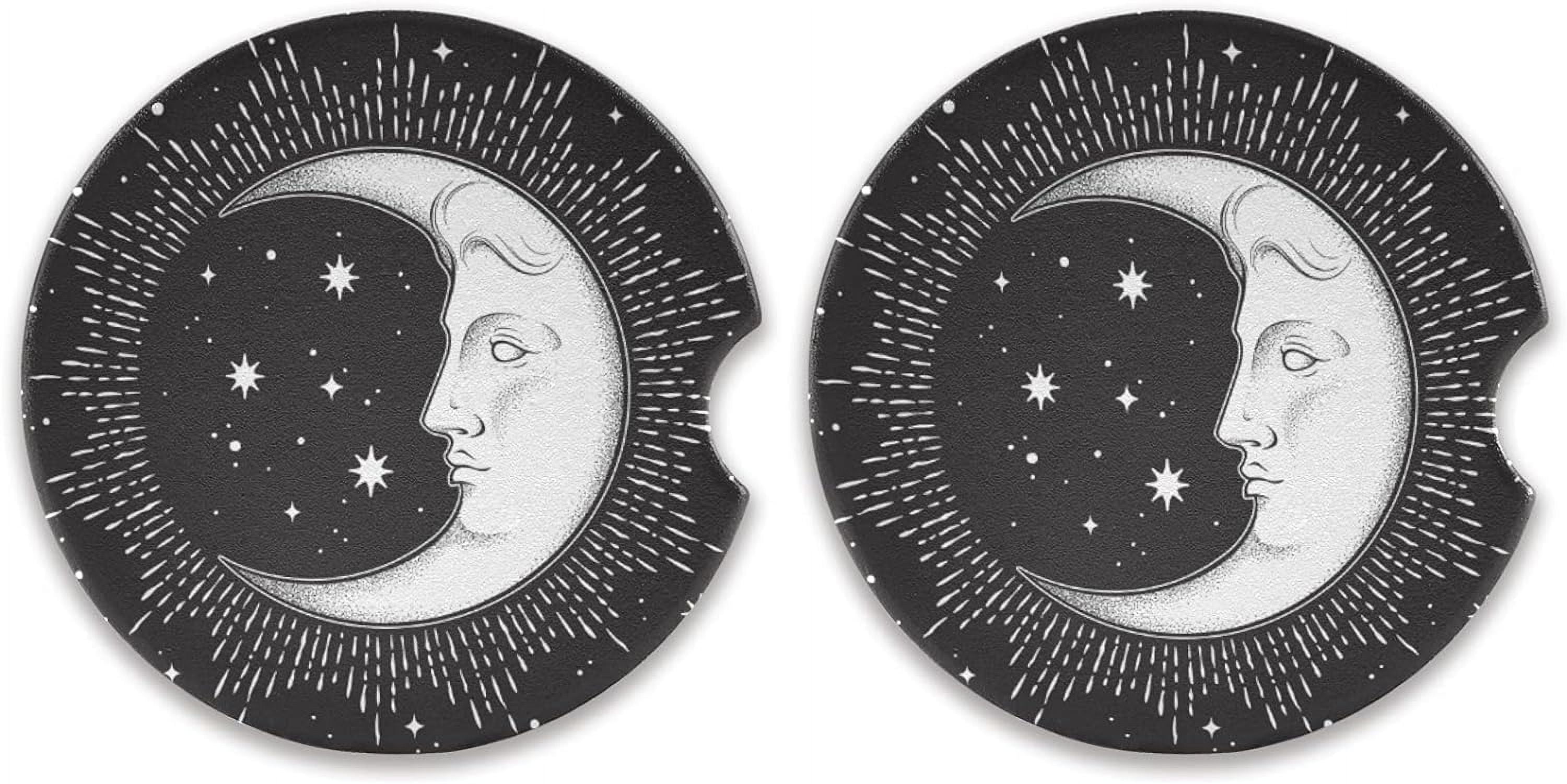 Coolnut Crescent Moon Car Coasters 2 Pieces, Absorbent Ceramic Cork ...