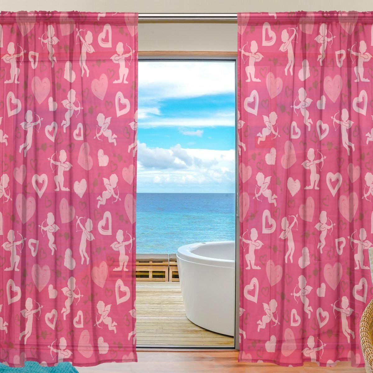 Coolnut Cupid Arrow Sheer Gauze Door Curtain Window Curtain Drapes for ...