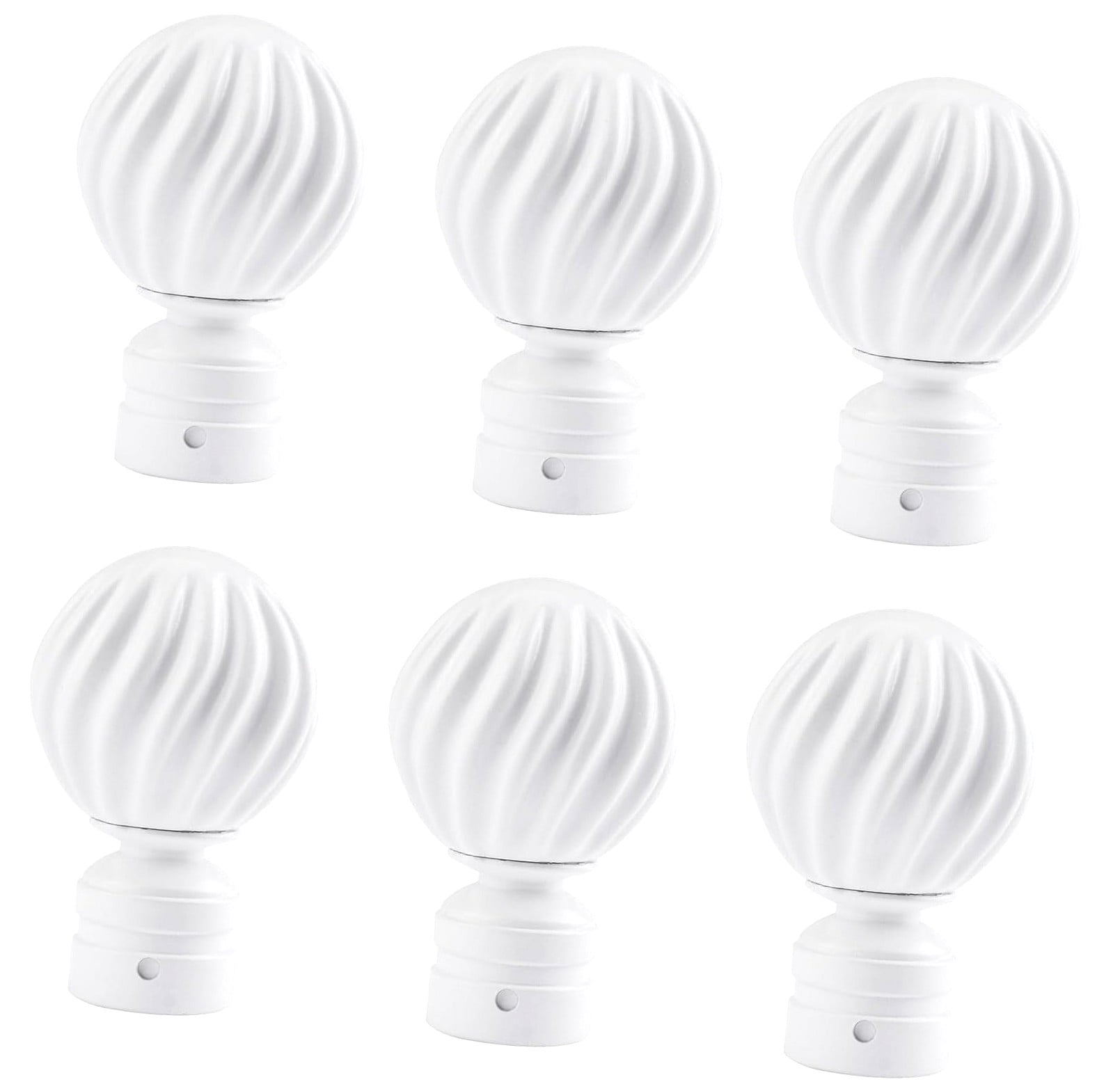 Coolnut Curtain Finials 6Pcs Plastic Drapery Rail Pole Window Finials ...