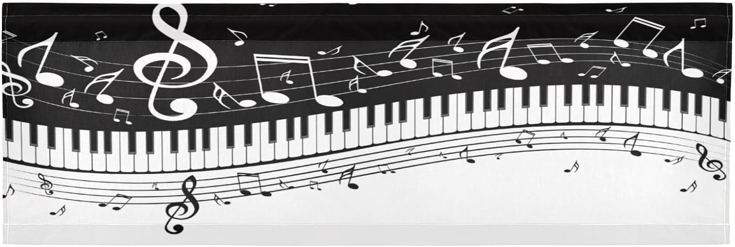 Coolnut Curtain Valance for Windows Music Note Piano Keyboard Rod ...