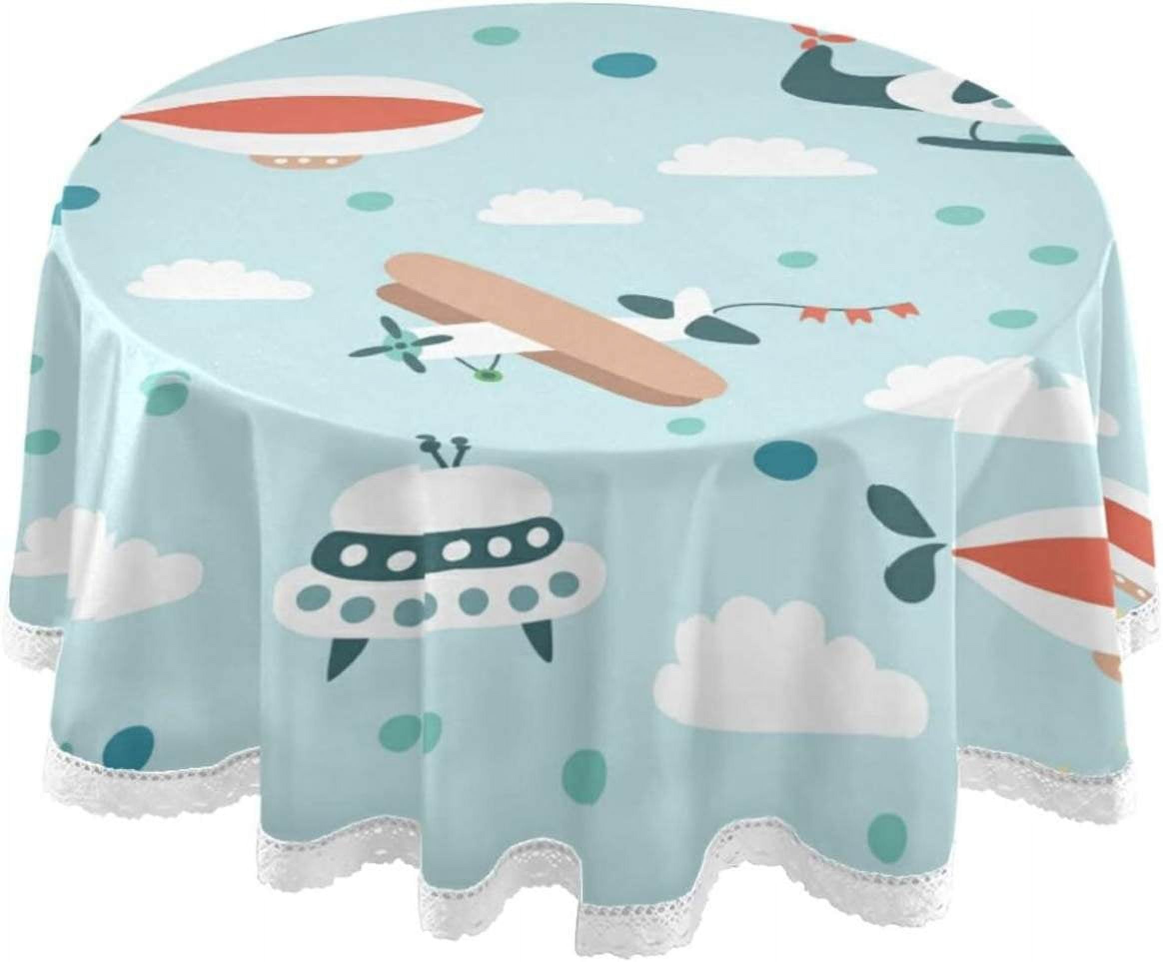 Coolnut Cute Airplane Round Tablecloth 60In,Table Cover Water Resistant ...