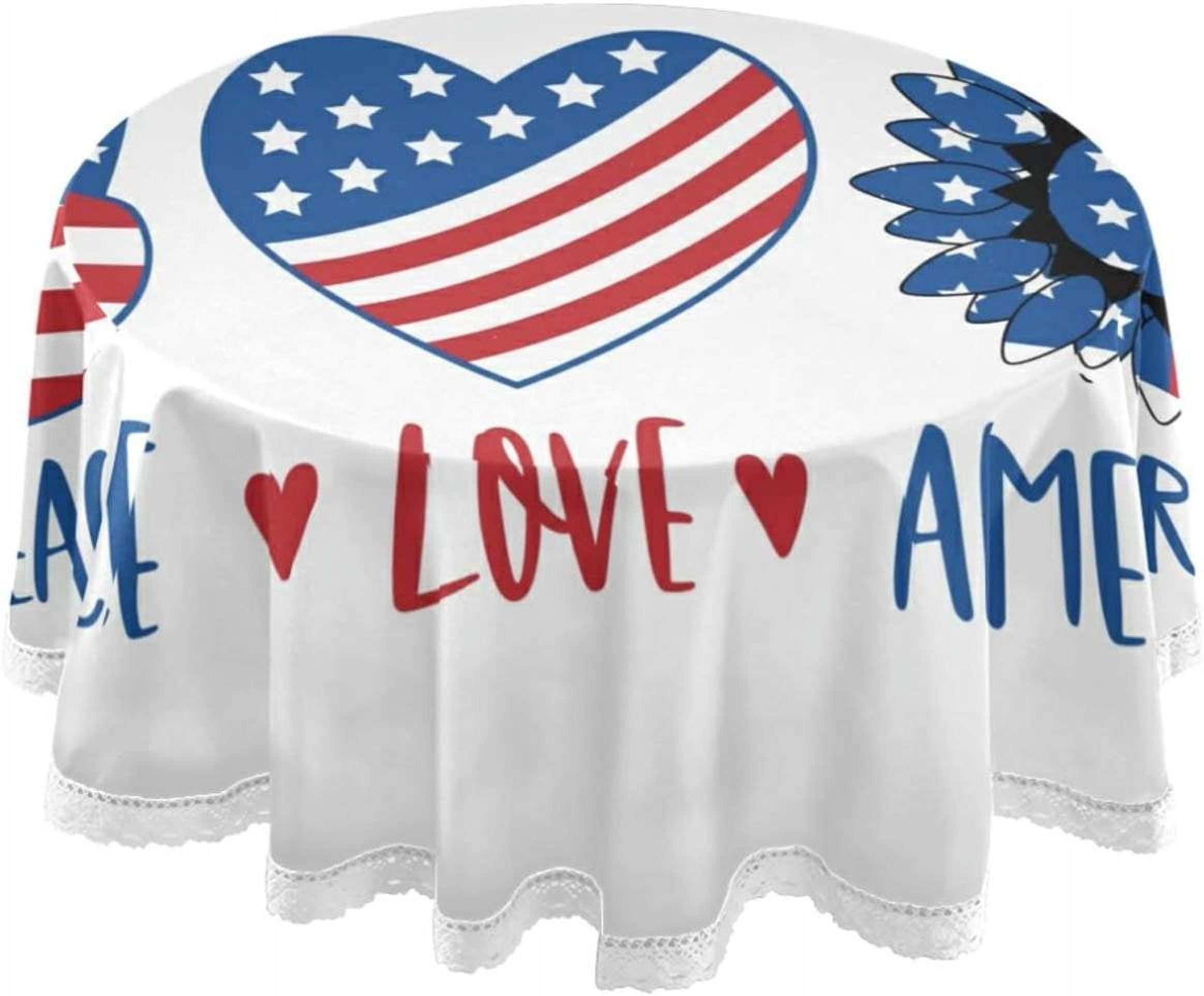 Coolnut Cute American Flag Round Tablecloth 60In,Round Table Cloth ...
