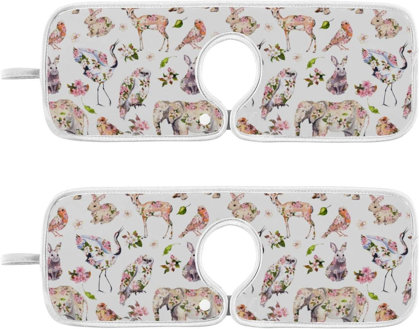 Coolnut Cute Animals Floral Sink Splash Guard for Faucet 2 Packs Faucet ...