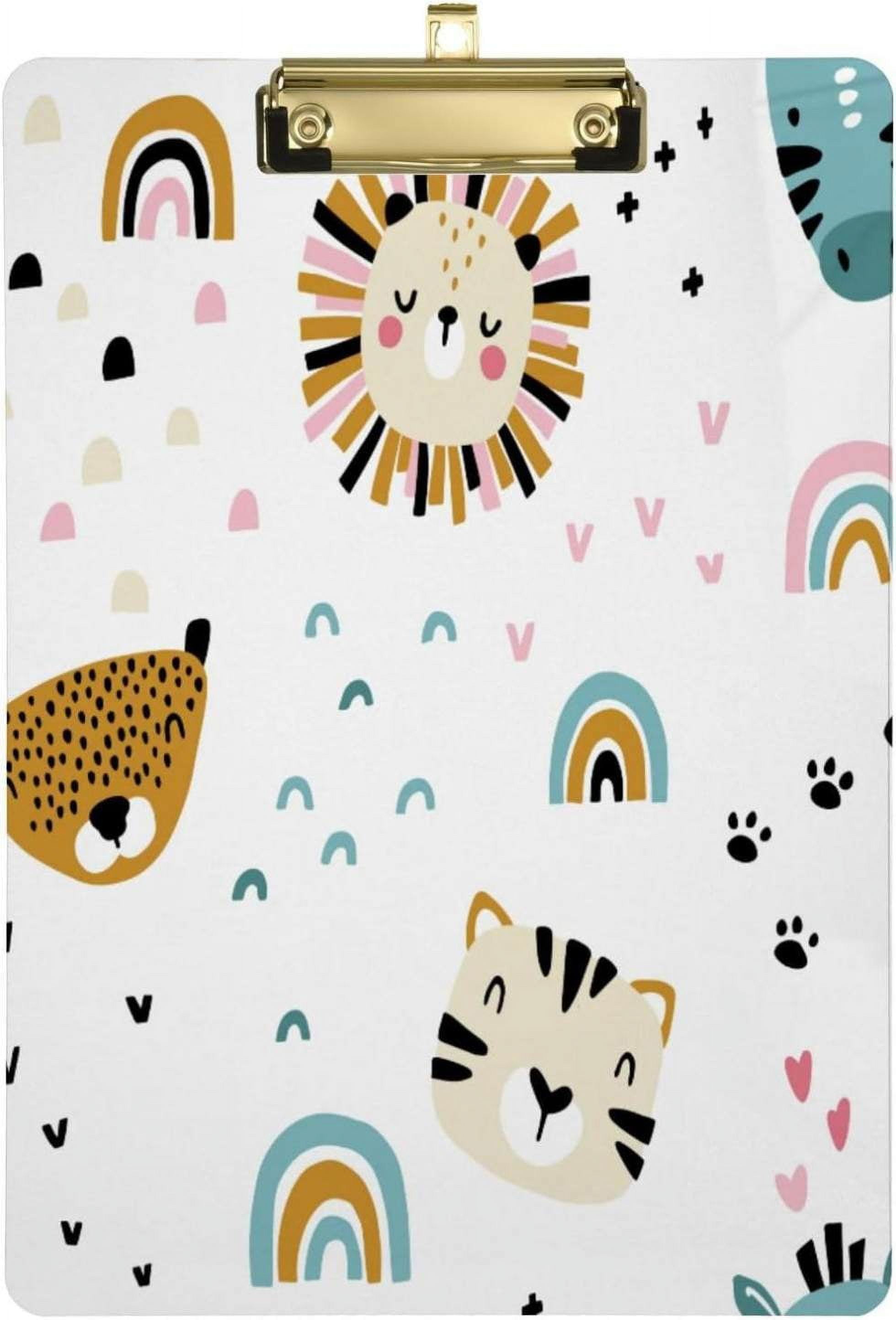 Coolnut Cute Animals Rainbow Acrylic Clipboard with Low Profile Gold ...
