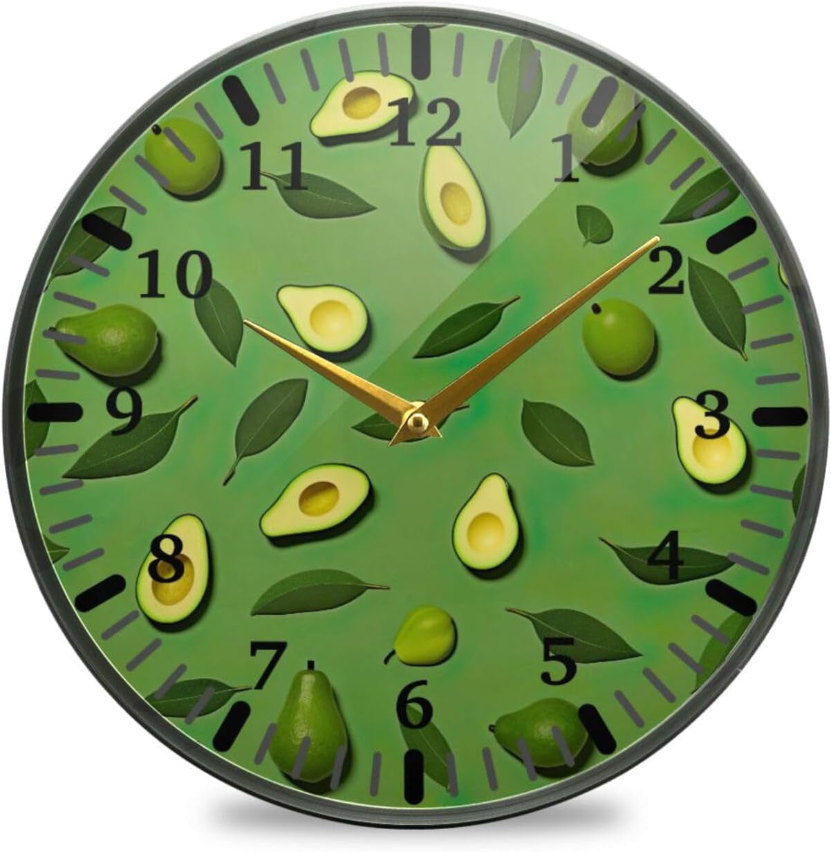 Coolnut Cute Avocado Wall Clock Silent Non-Ticking Round 12 Inch Quartz ...
