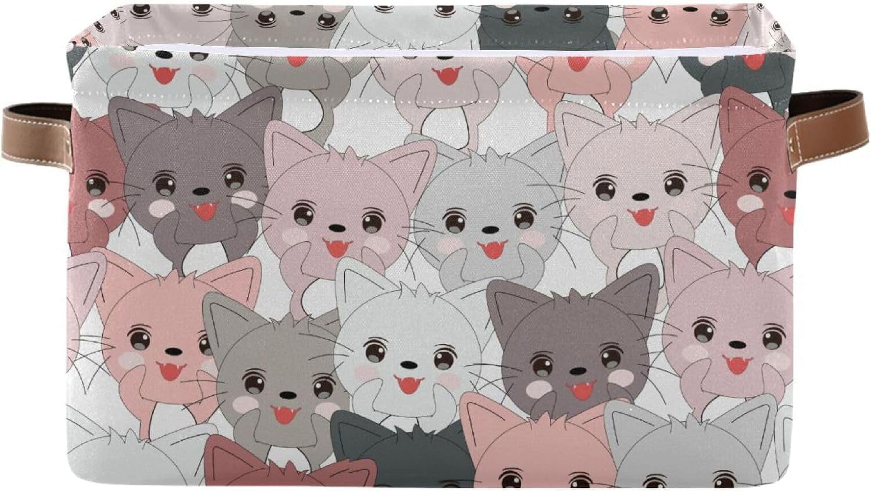 Coolnut Cute Baby Cat Storage Basket, Durable Canvas Organizer With ...