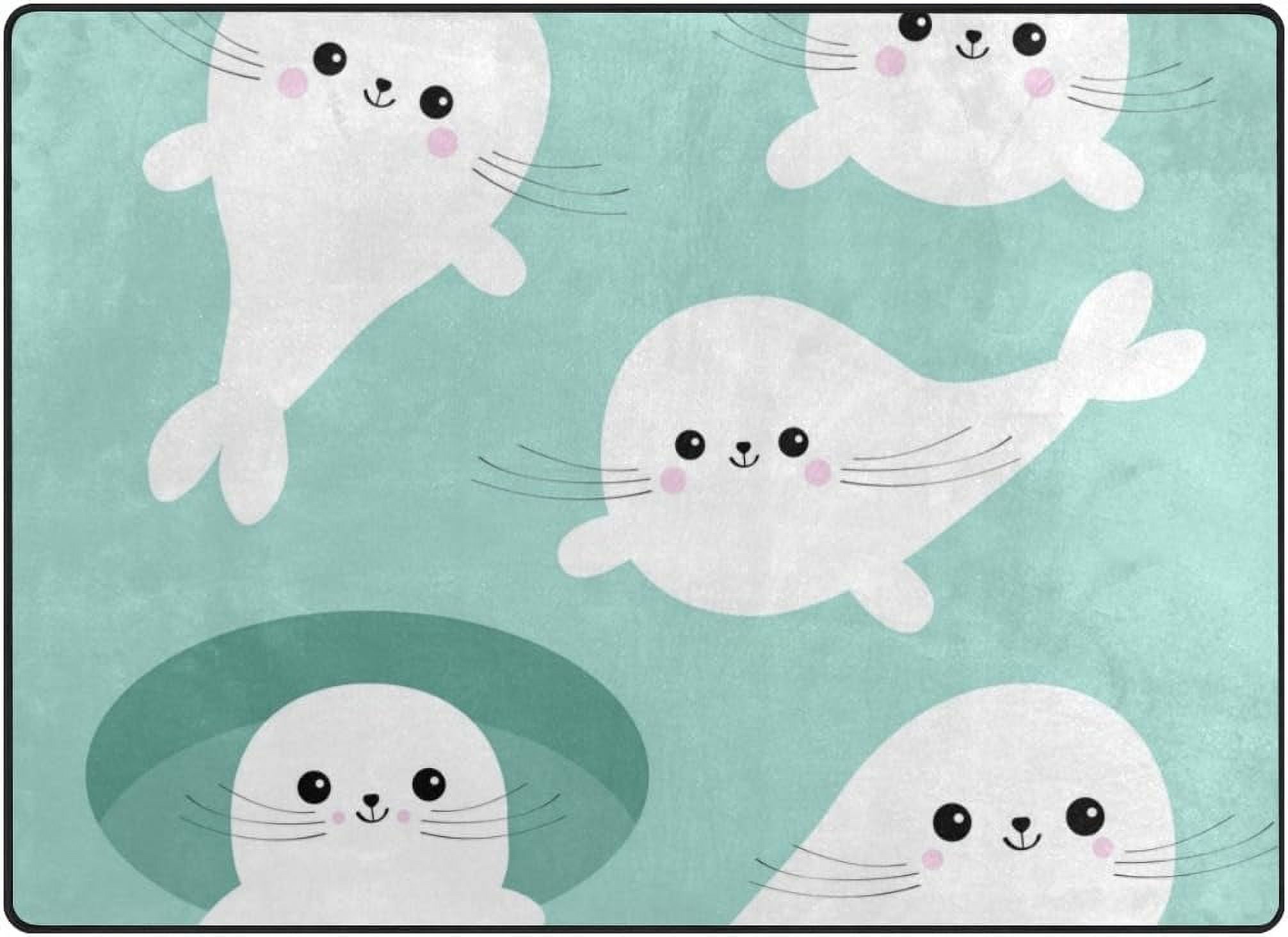 Coolnut Cute Baby Seal Pup 80 x 58 inches Lightweight Soft Area Rug Mat ...