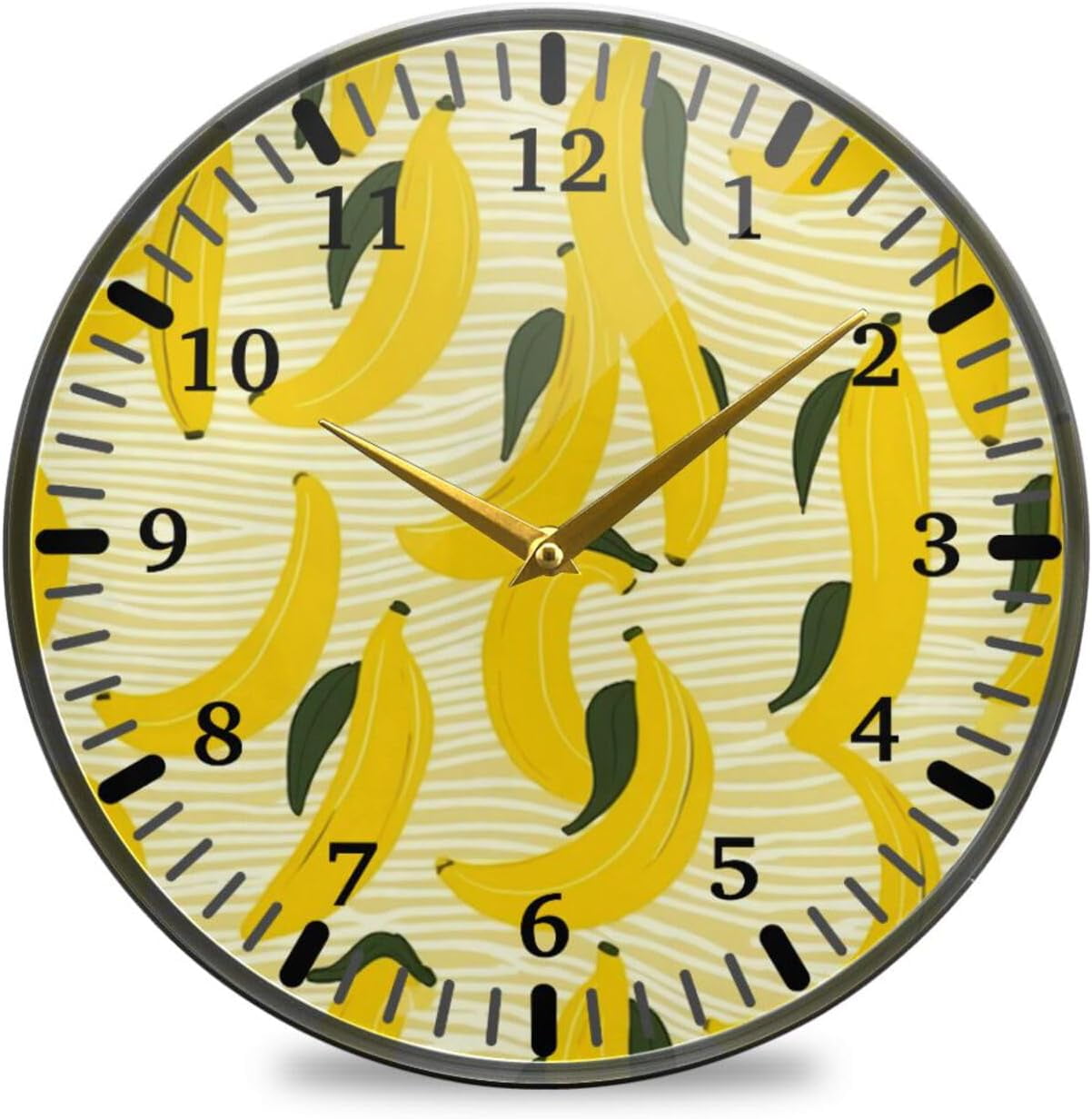 Coolnut Cute Banana Wall Clock Silent Non-Ticking Round 12 Inch Quartz ...