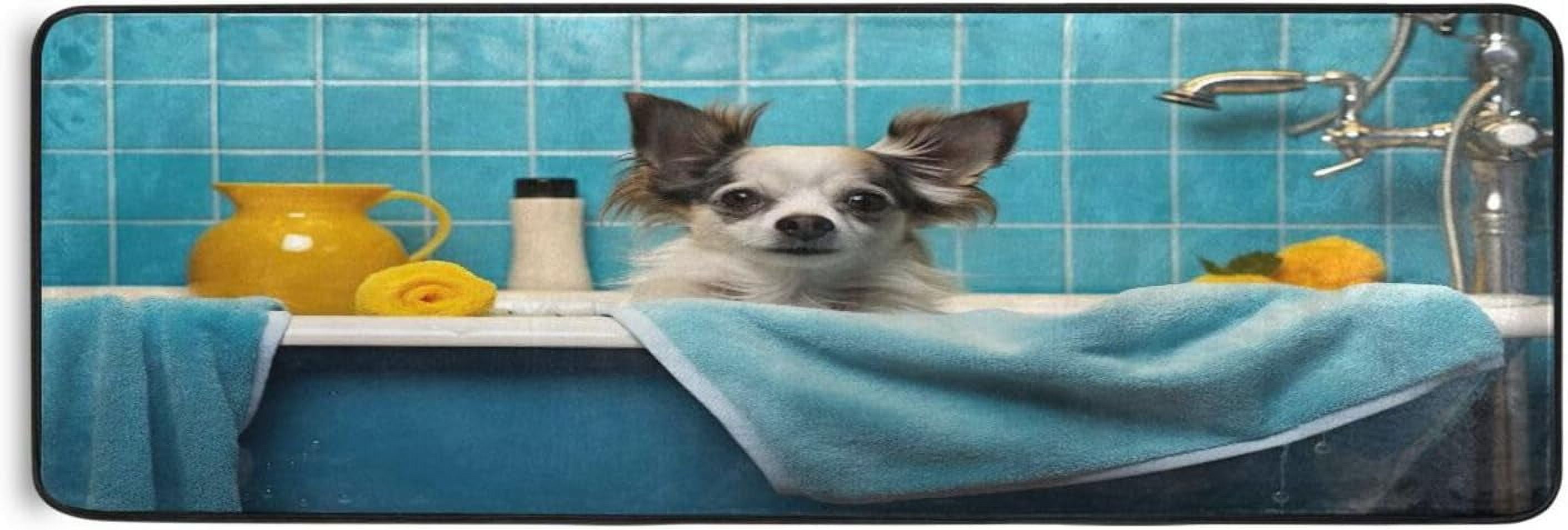 Coolnut Cute Bathing Dog Area Rug - 2' x 6' Washable Runner Rugs with ...