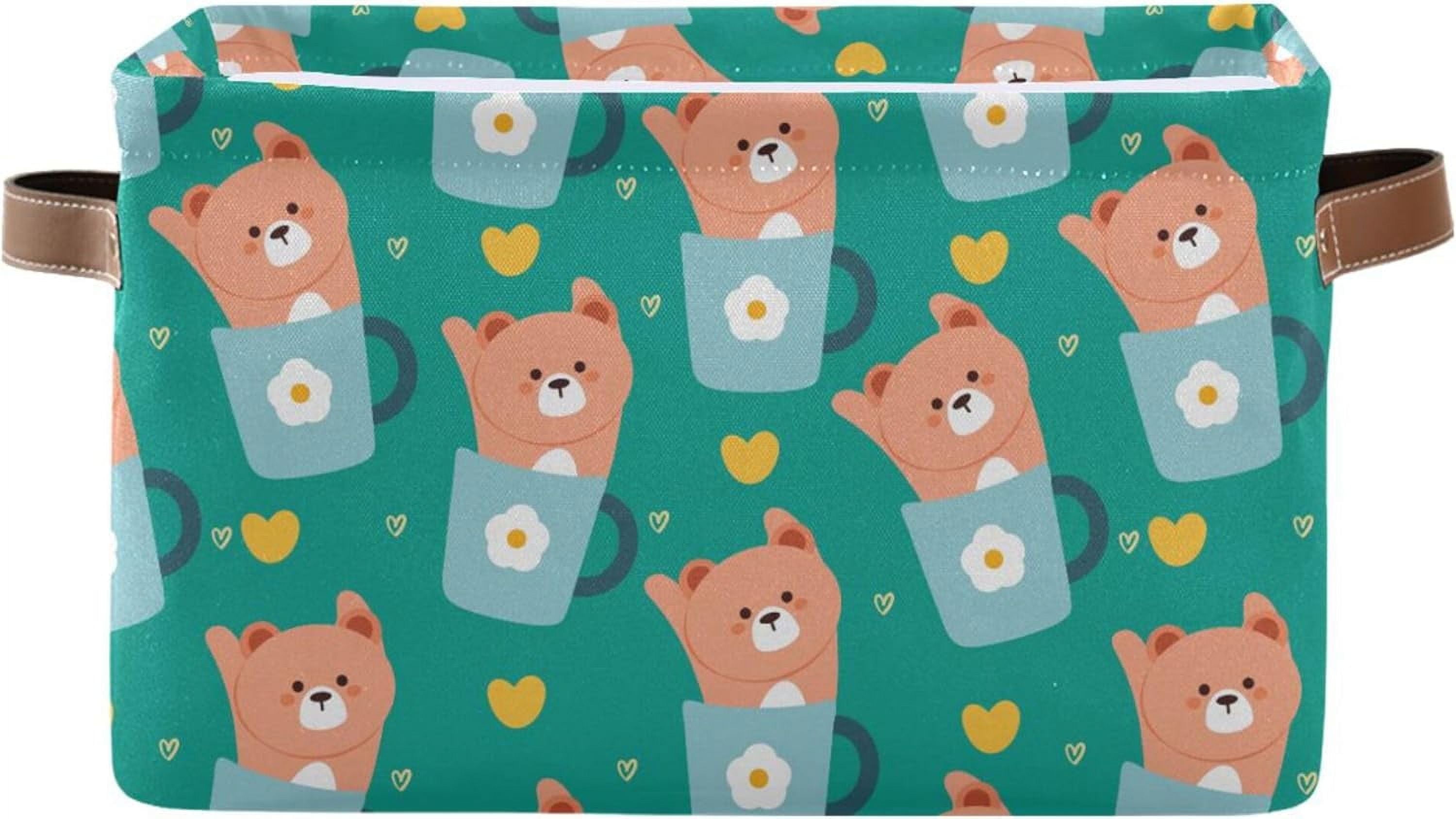 Coolnut Cute Bear Storage Basket Foldable Storage Bin 2 Pack, Canvas ...