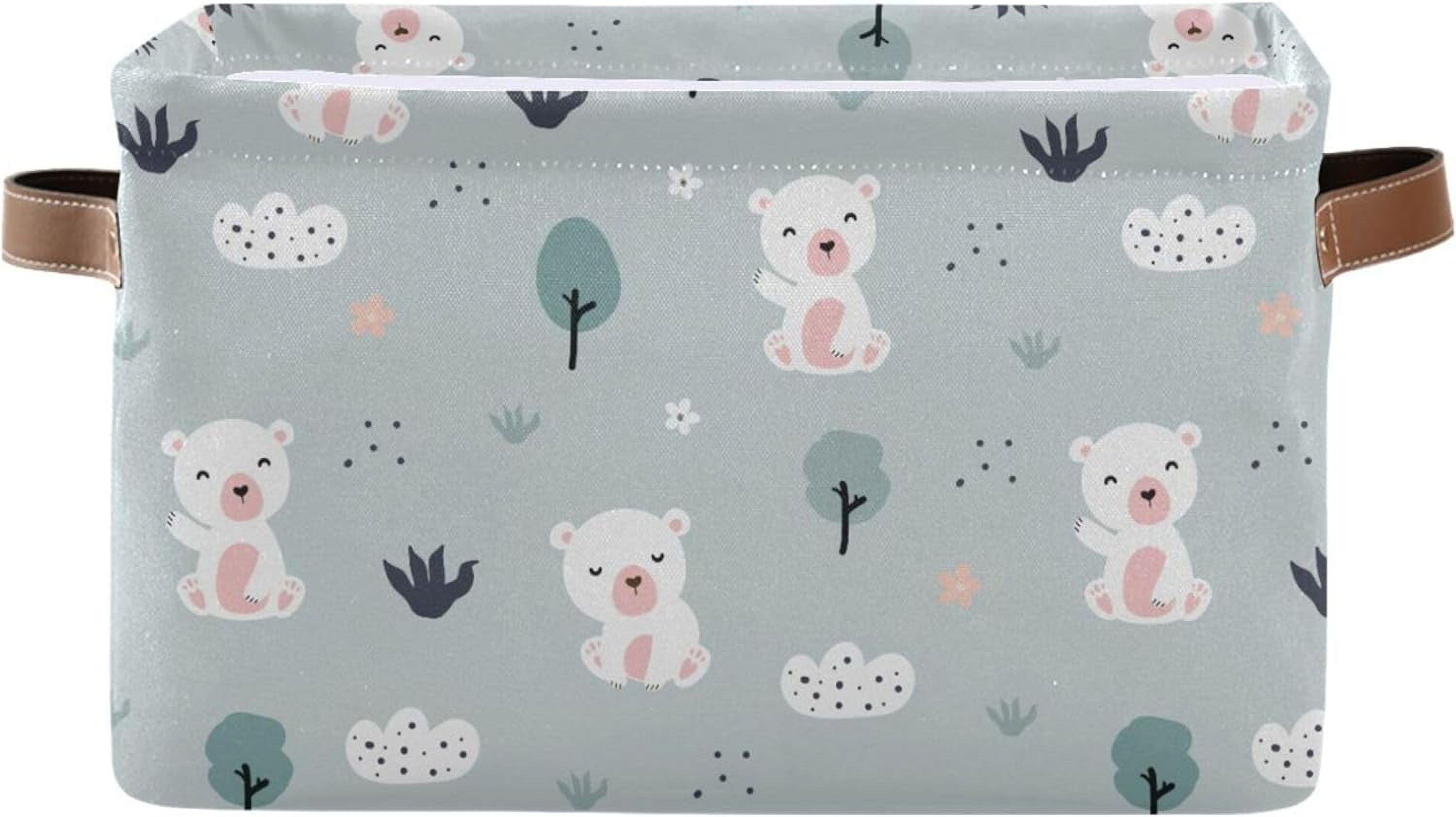 Coolnut Cute Bear Storage Basket Foldable Storage Bin 2 Pack, Canvas ...