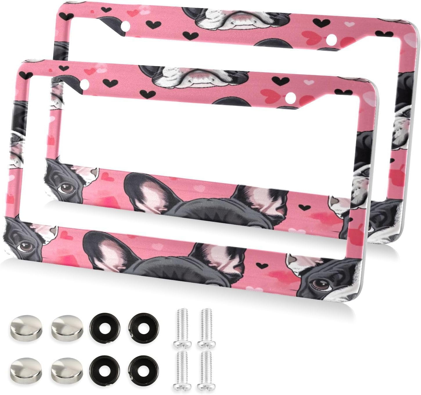 Coolnut Cute Bulldog License Plate Frames 2 Packs,License Plate Covers ...