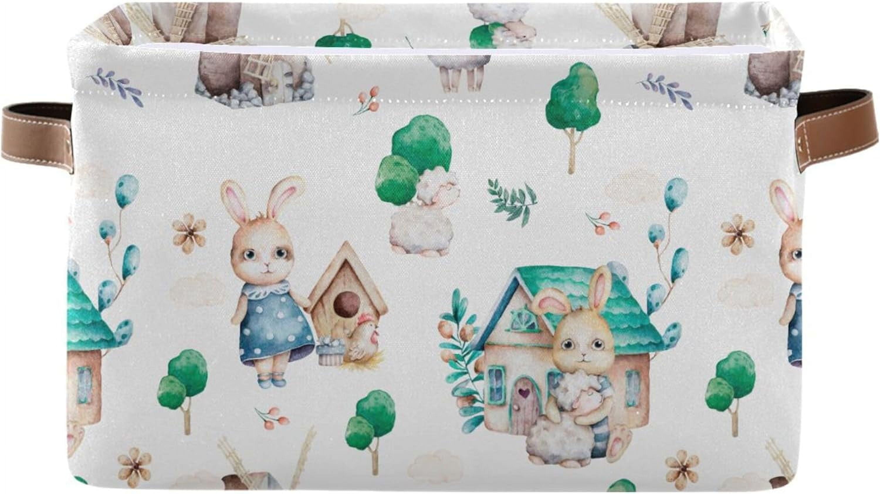 Coolnut Cute Bunnies Storage Basket Foldable Storage Bin, Canvas ...