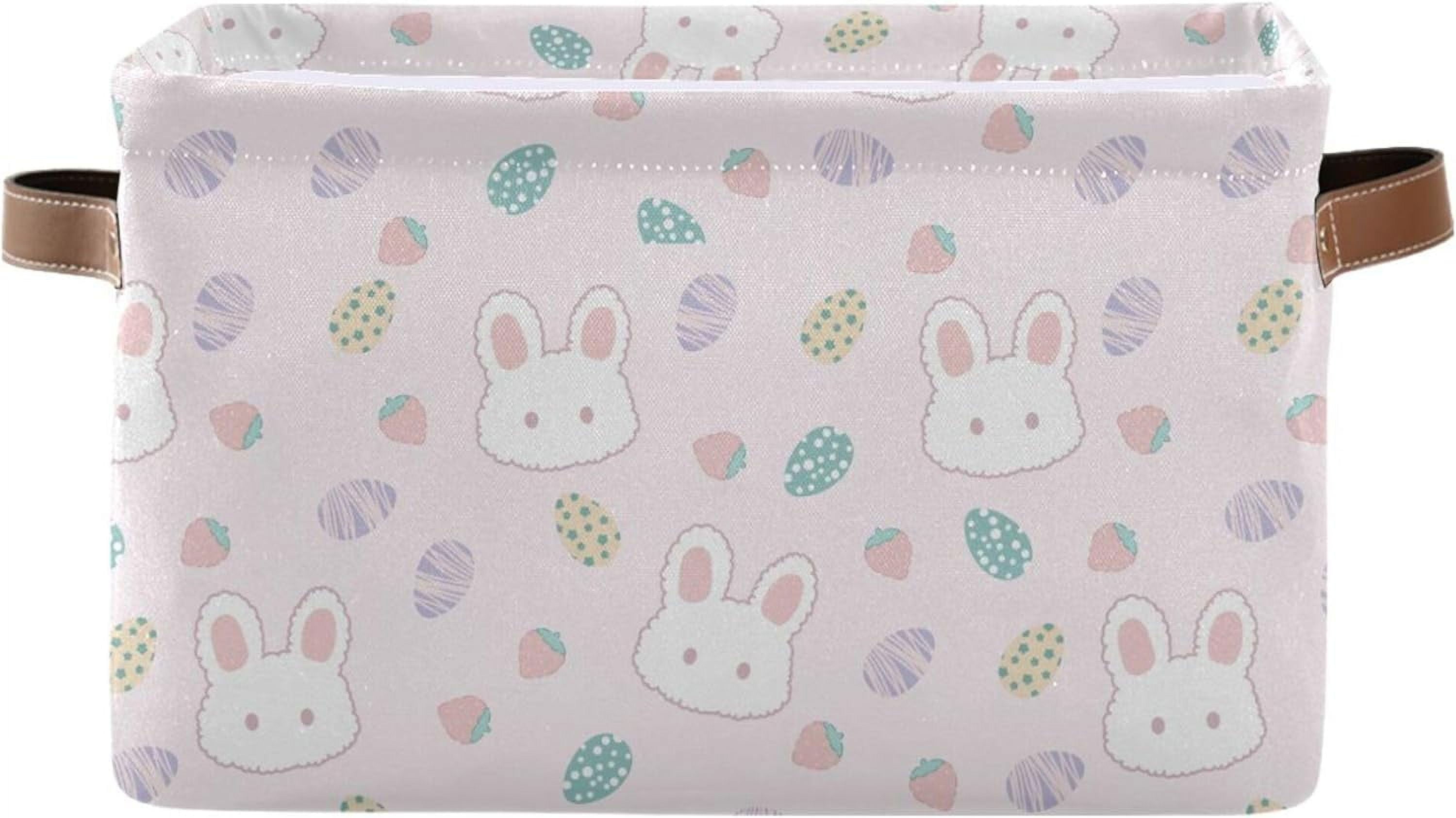 Coolnut Cute Bunny Pink Storage Basket Foldable Storage Bin 2 Pack ...