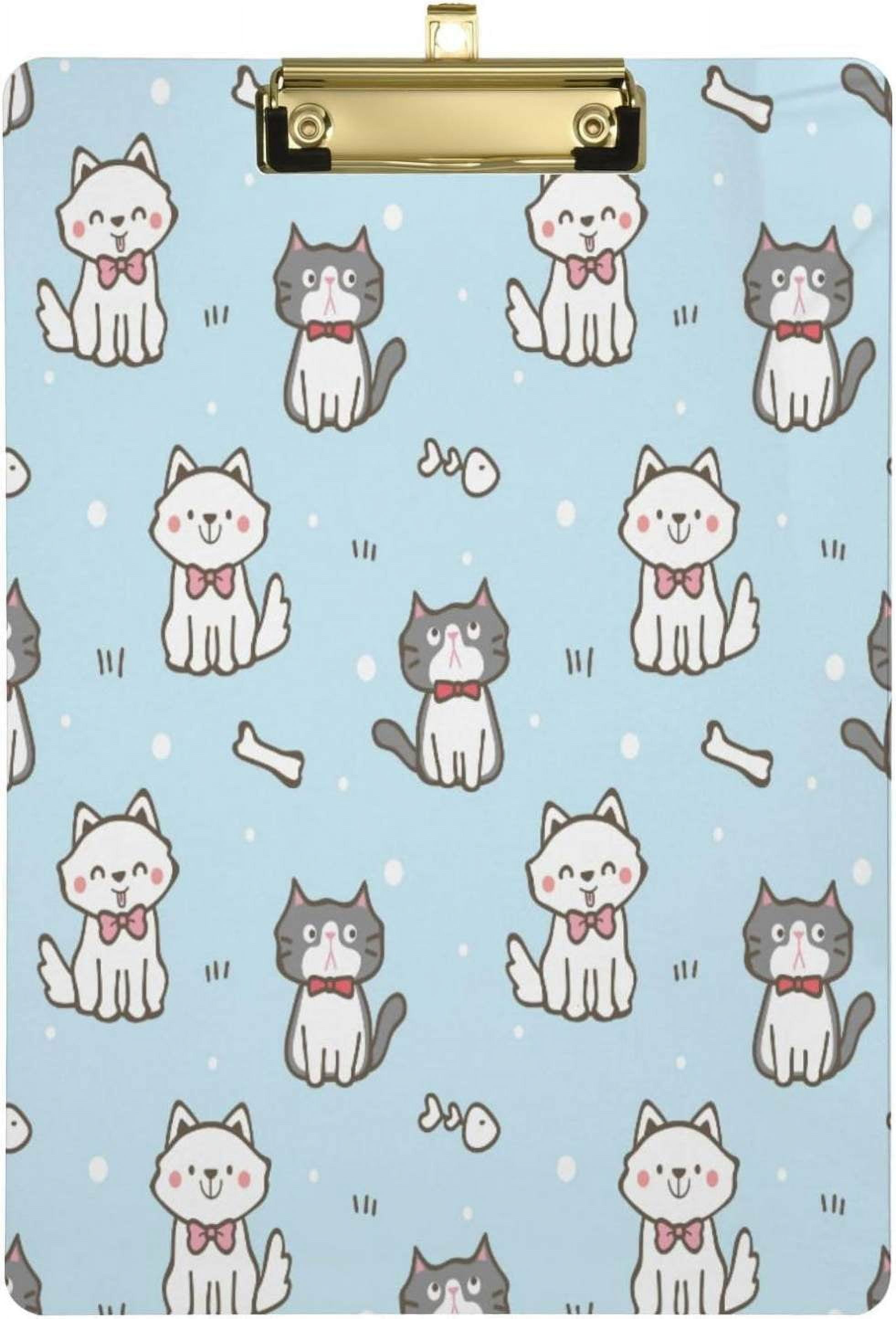 Coolnut Cute Cartoon Dog Acrylic Clipboard with Low Profile Gold Metal ...