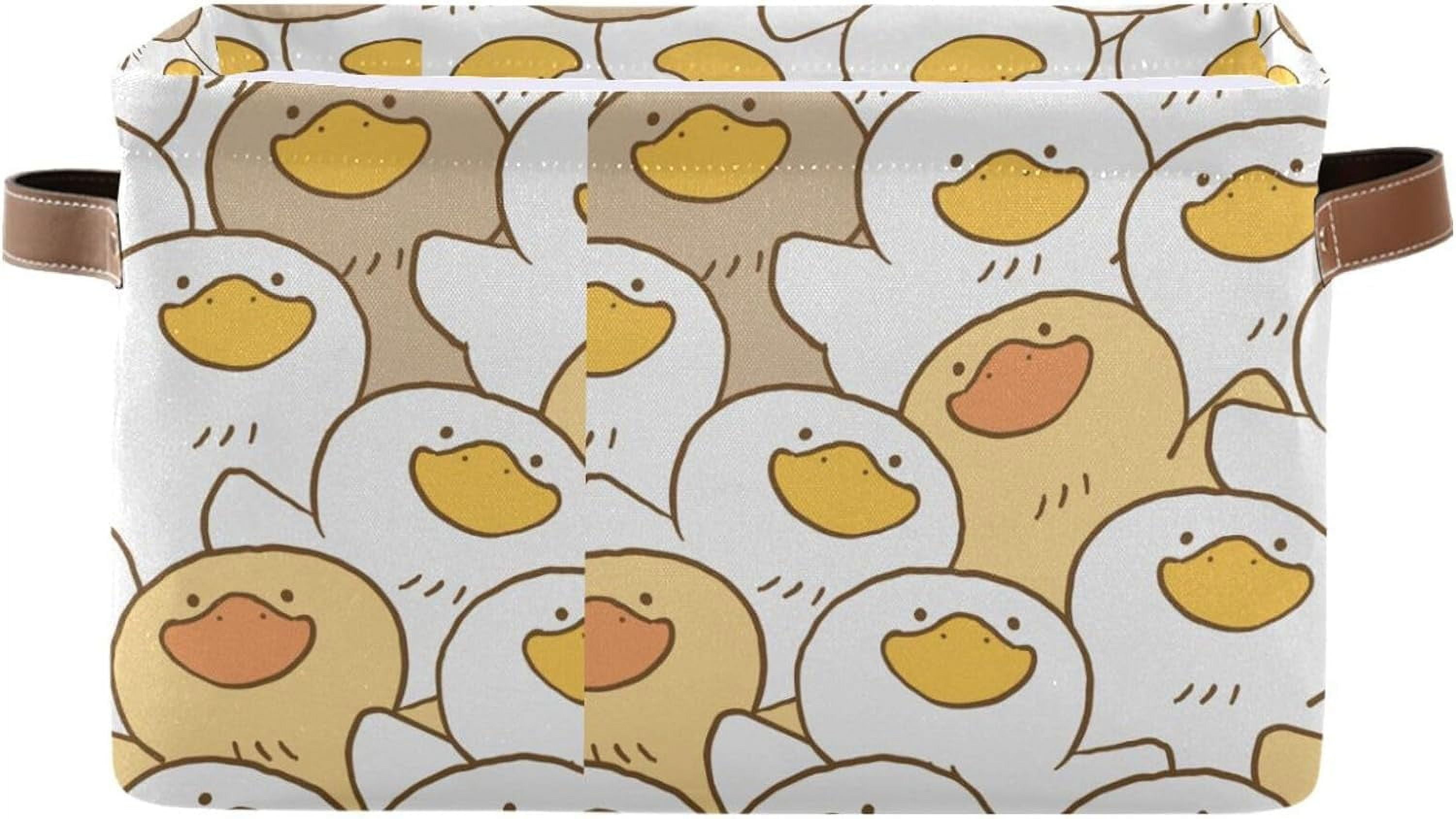 Coolnut Cute Cartoon Duck Storage Basket, Durable Canvas Organizer With ...