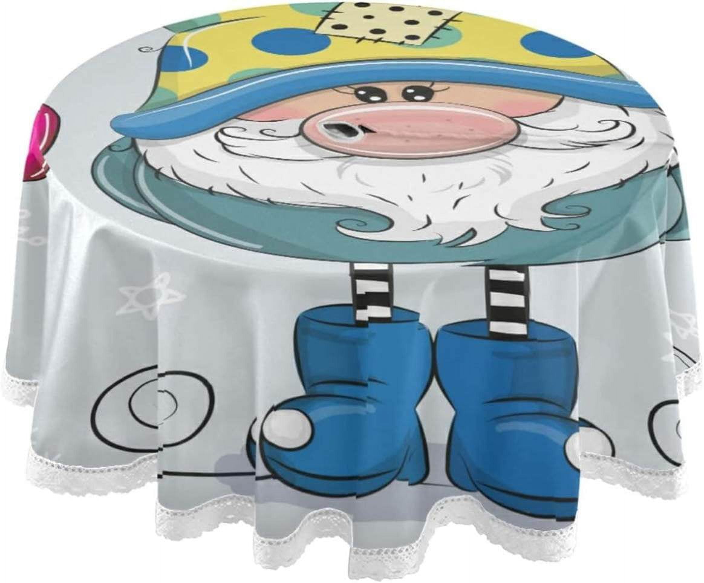 Coolnut Cute Cartoon Gnome Round Tablecloth 60In,Waterproof Round Table ...