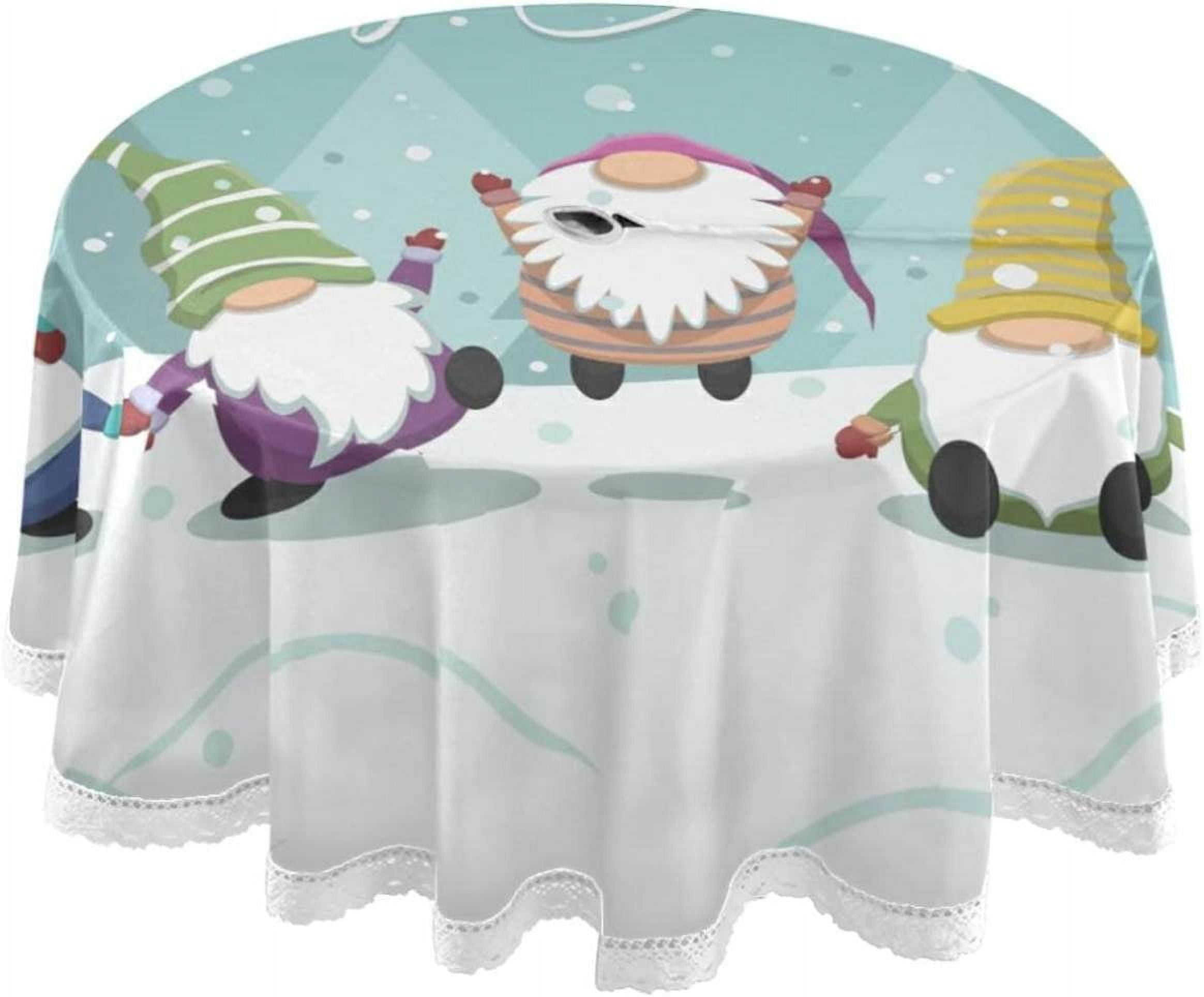 Coolnut Cute Cartoon Gnomes Wishing Round Tablecloth 60In,Waterproof ...