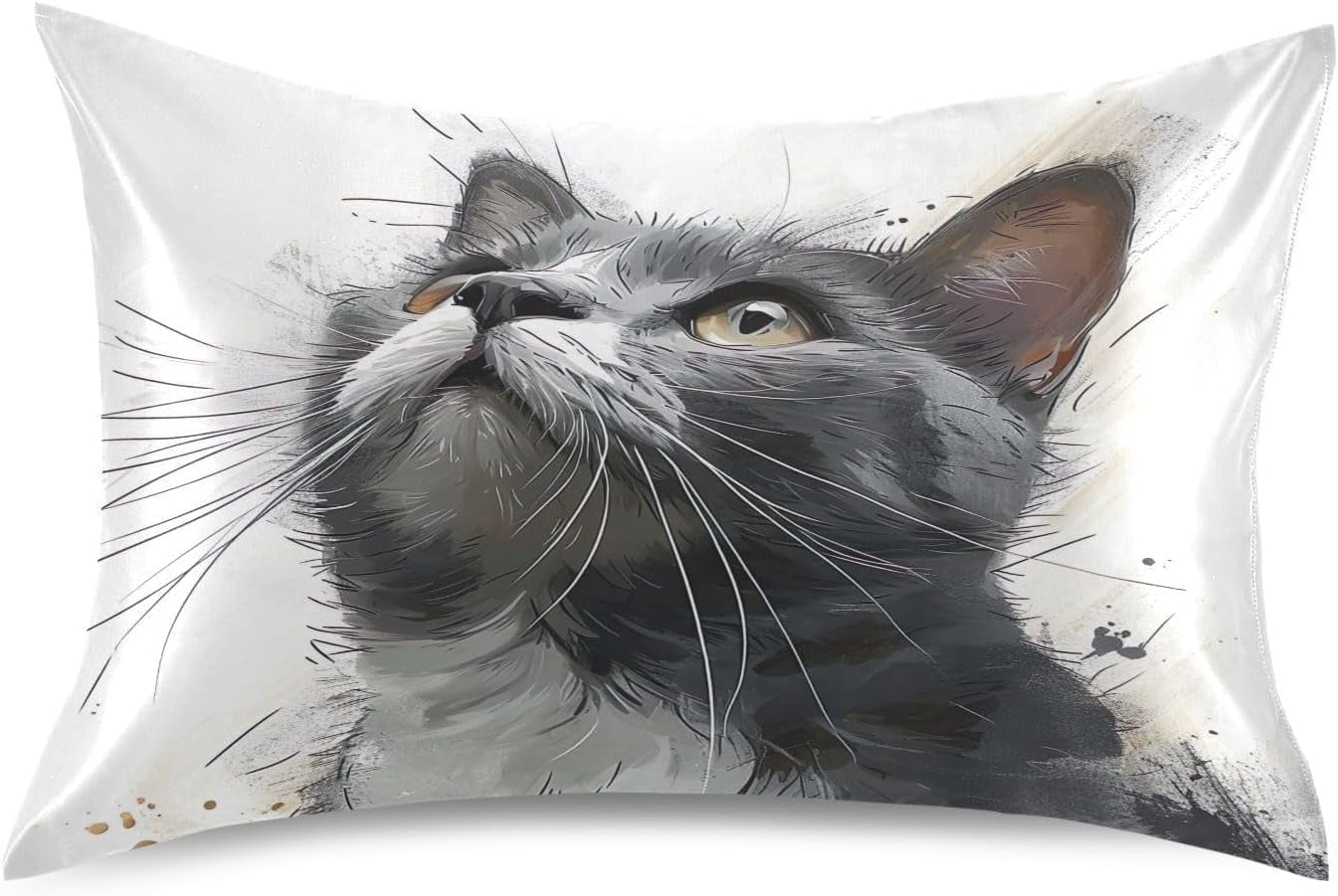 Coolnut Cute Cartoon Little Cat Pillowcase for Hair and Skin Silk ...