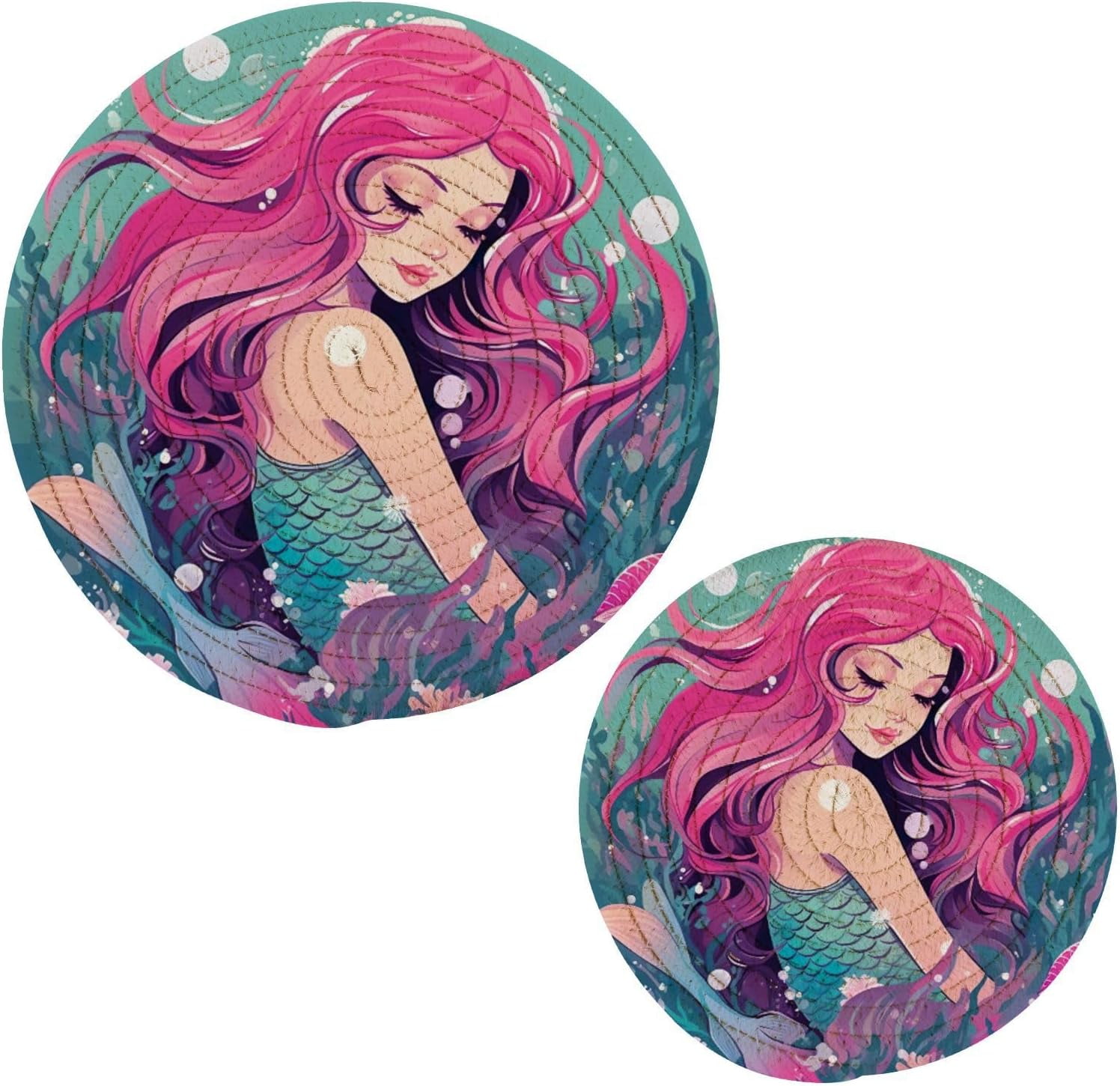 Coolnut Cute Cartoon Mermaid Trivets Pot Holders Set of 2 Potholders ...