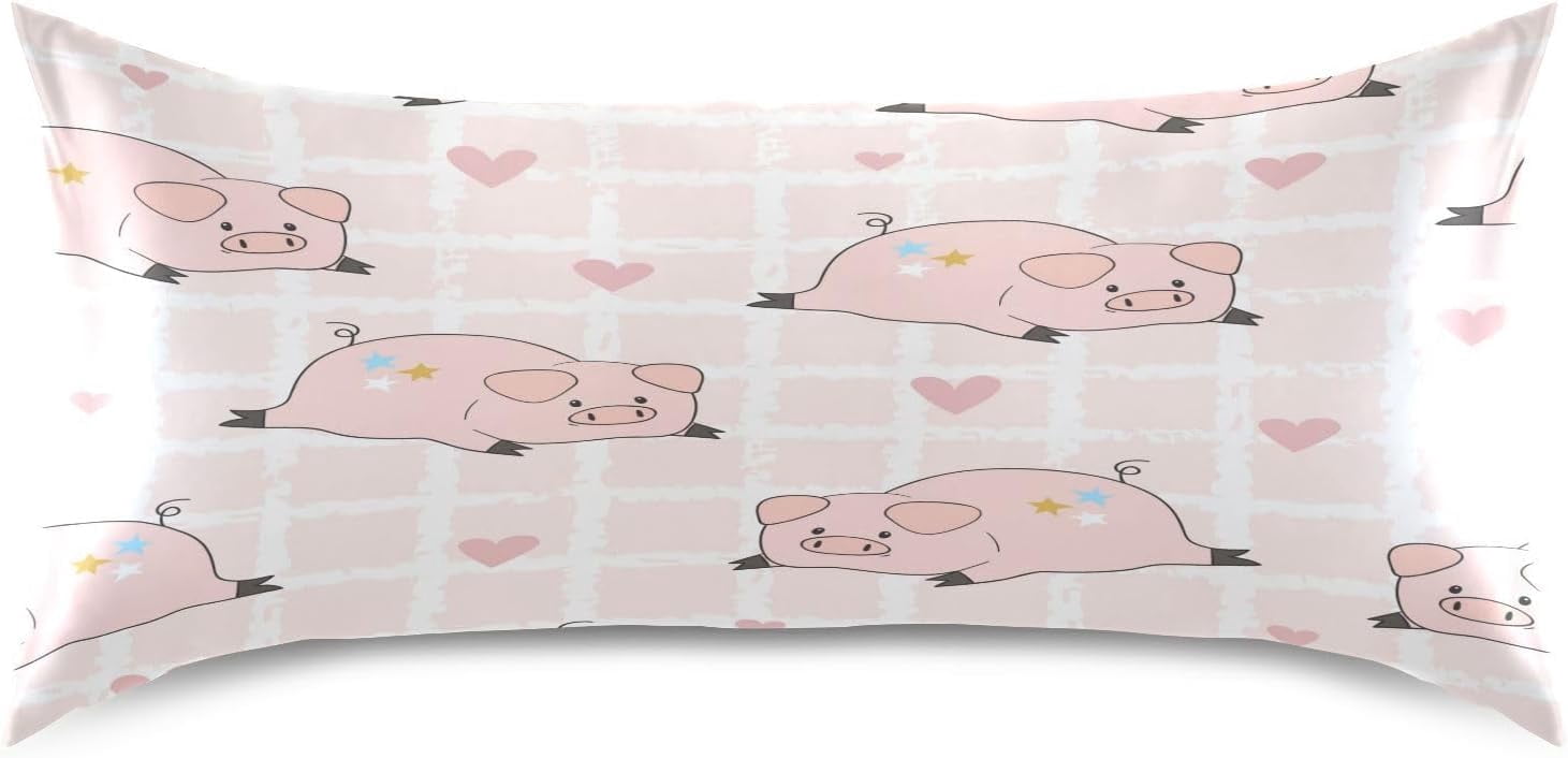 Coolnut Cute Cartoon Pigs Satin Pillowcase for Hair and Skin Silk ...