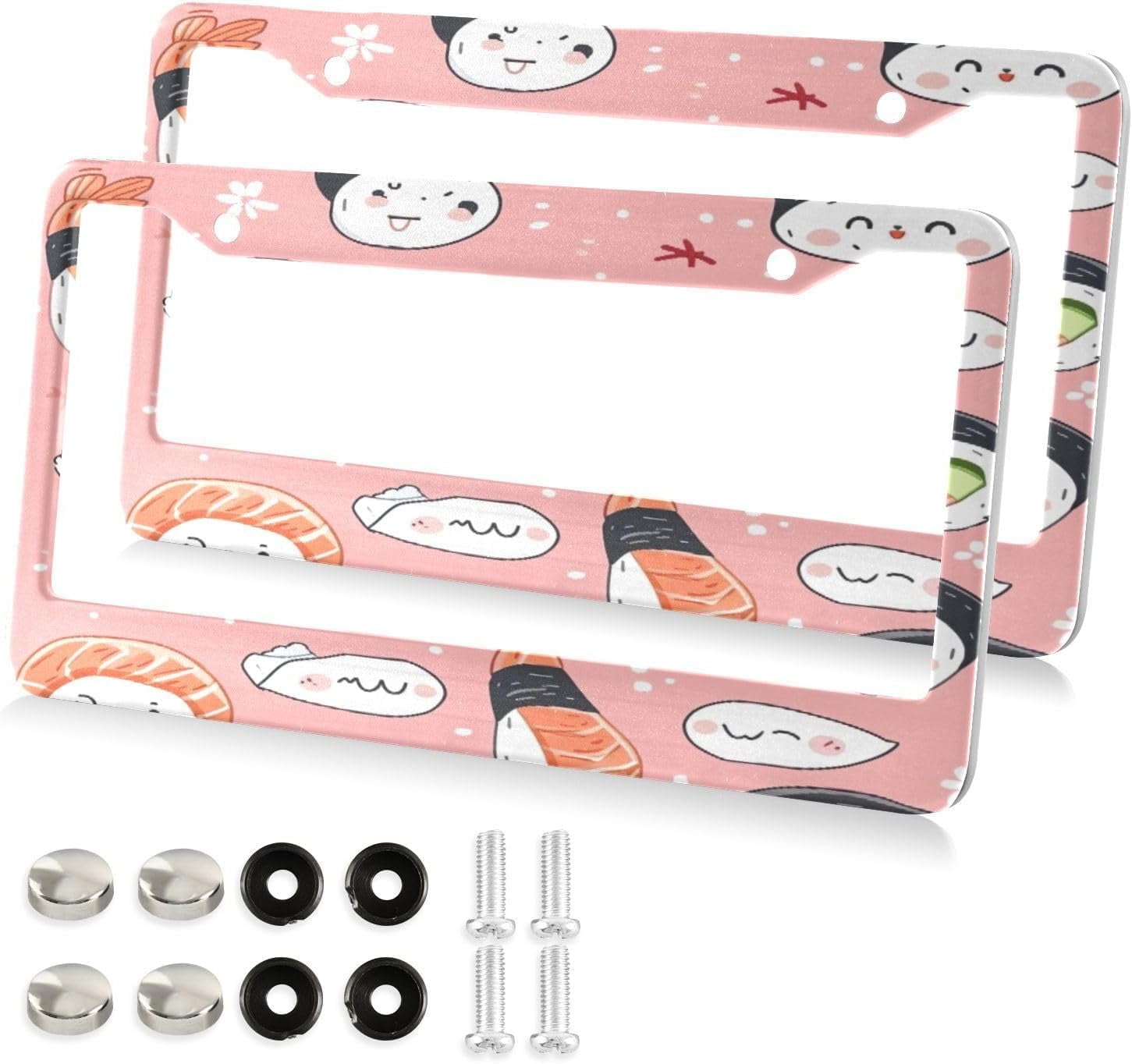 Coolnut Cute Cartoon Sushi License Plate Frames 2 Packs,License Plate ...