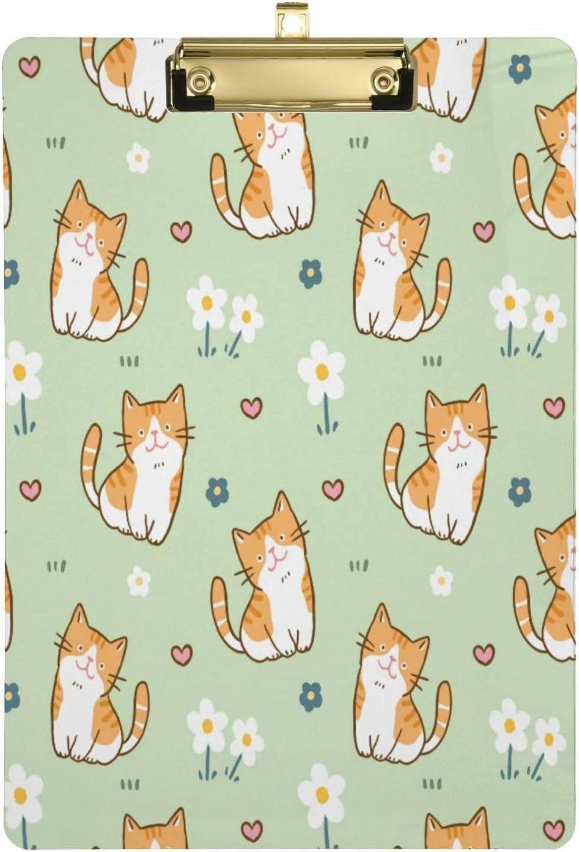 Coolnut Cute Cat6 Acrylic Clipboard with Low Profile Gold Metal Clip ...