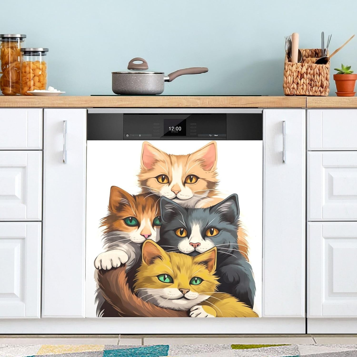 Coolnut Cute Cats Dishwasher Magnet Cover, Kitchen Dish Washer Door ...